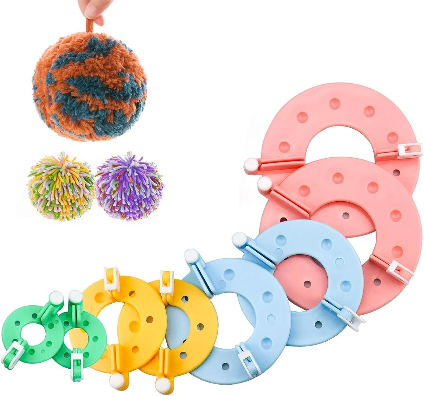 8 PCS Pom Pom Maker, 4 Sizes Pom Pom Maker Kit, Pom Pom Craft Maker ...