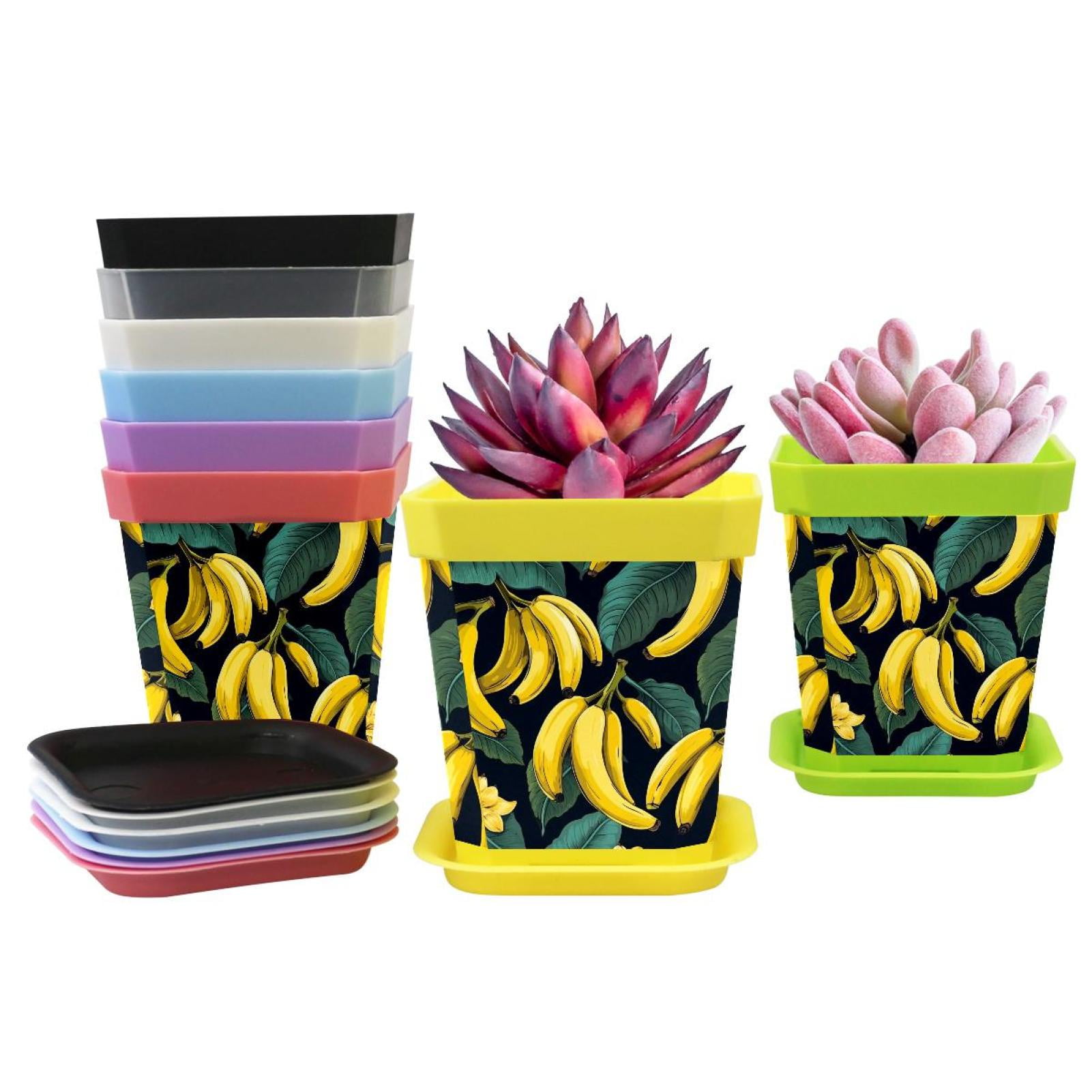 8 PCS Pots for Plants Banana Fruit and Leave Plastic Planters with ...