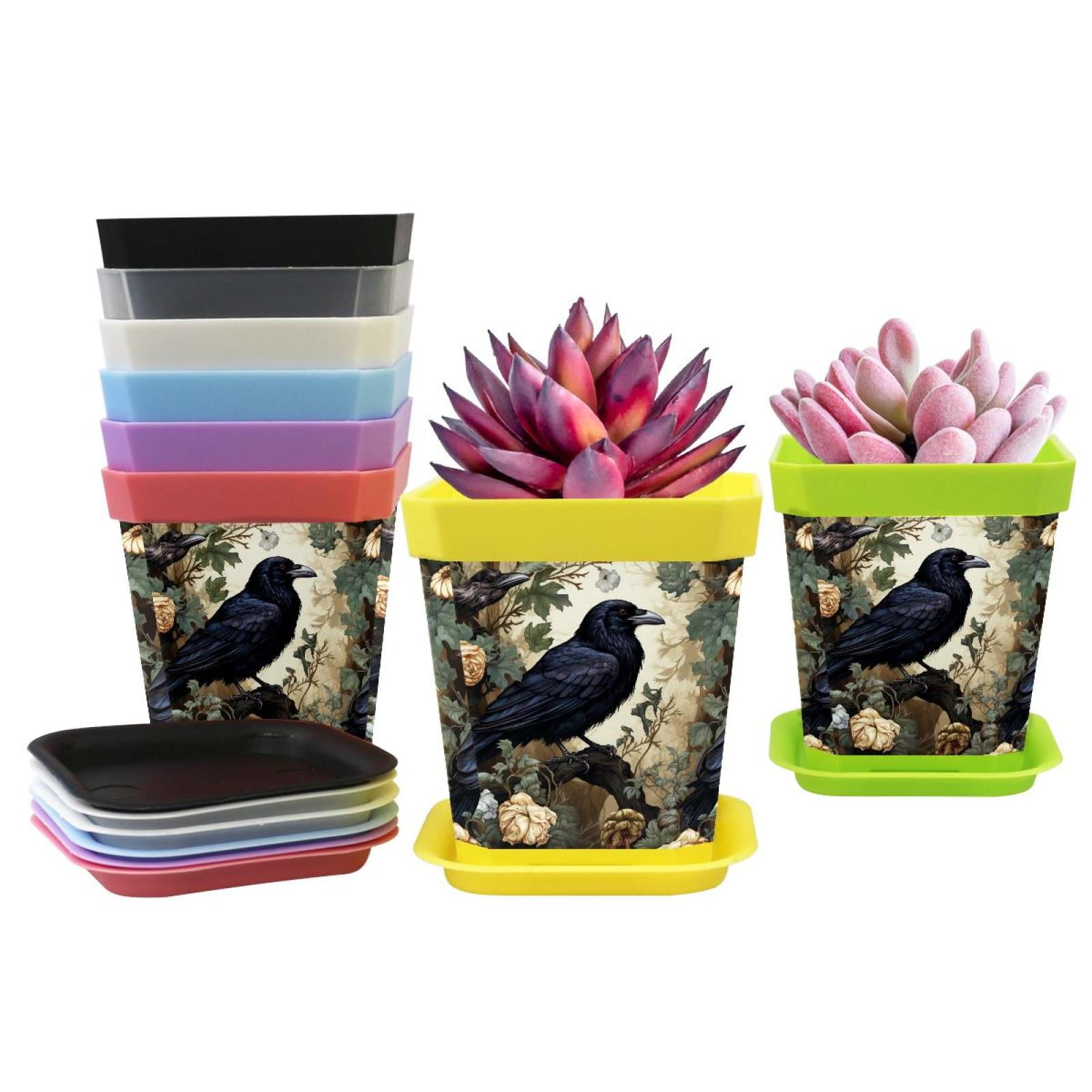 8 PCS Pots for Plants Black Crow Plastic Planters with Drainage Holes ...