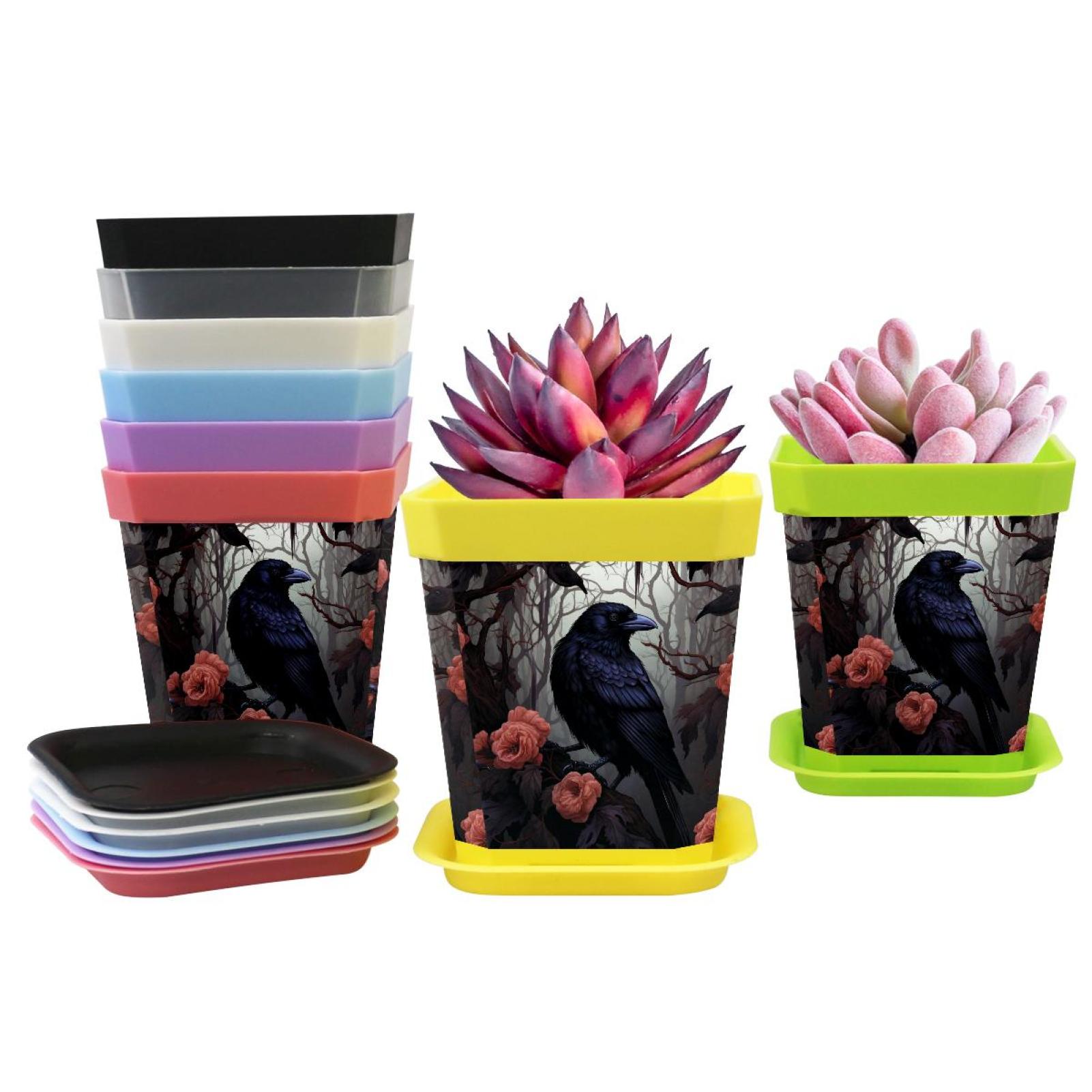 8 PCS Pots for Plants Black Crow Plastic Planters with Drainage Holes ...