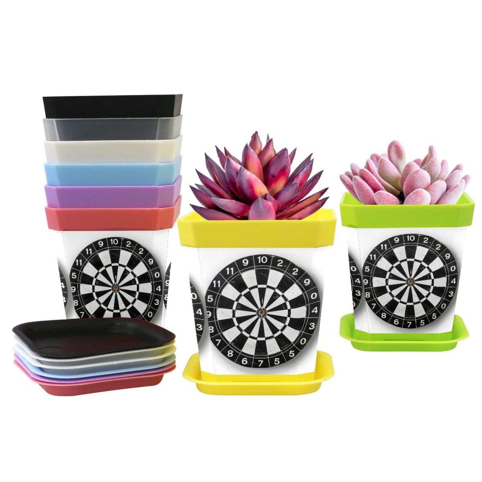 8 PCS Pots for Plants Black and White Dart Board Plastic Planters with ...