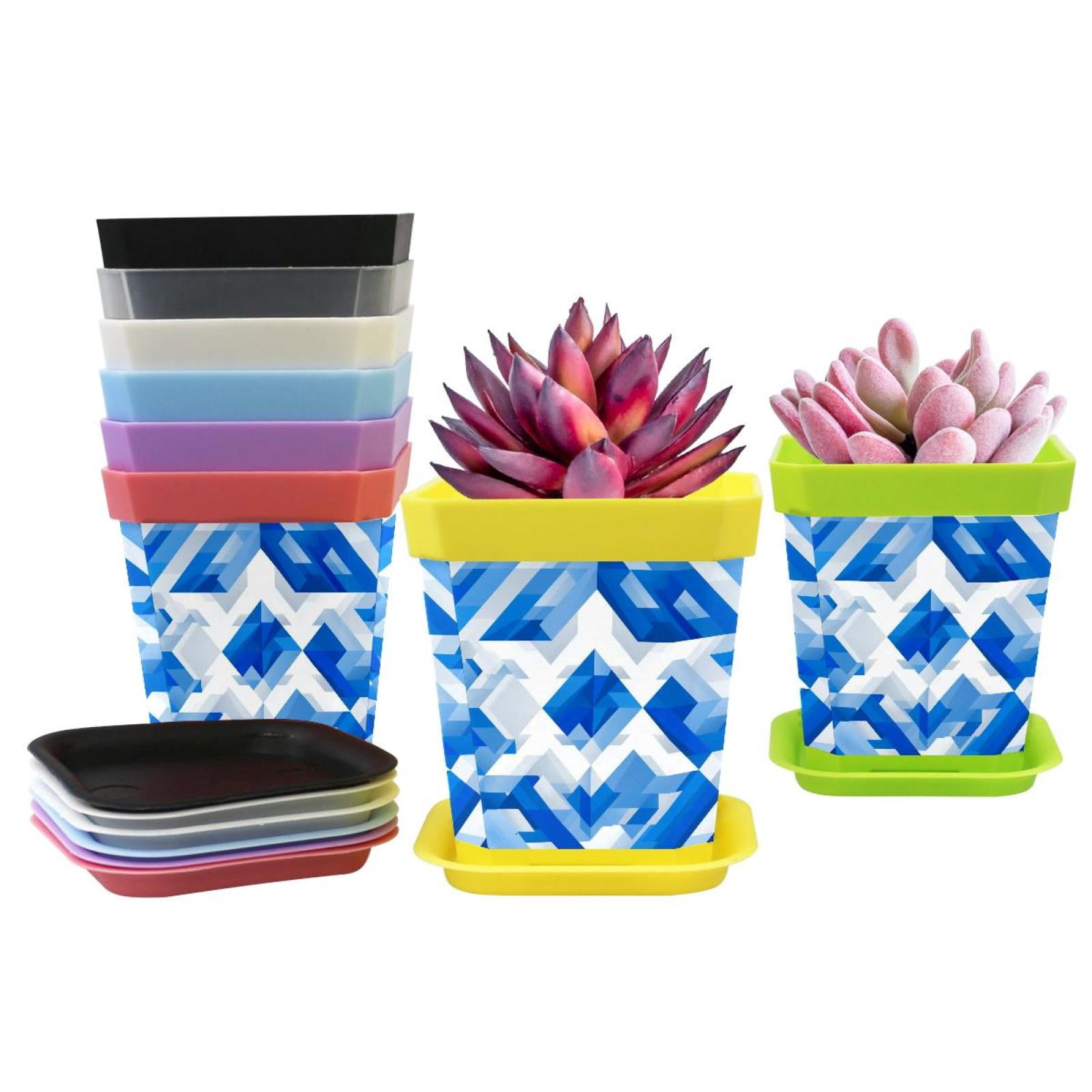 8 PCS Pots for Plants Blue White Israel Flag Plastic Planters with ...