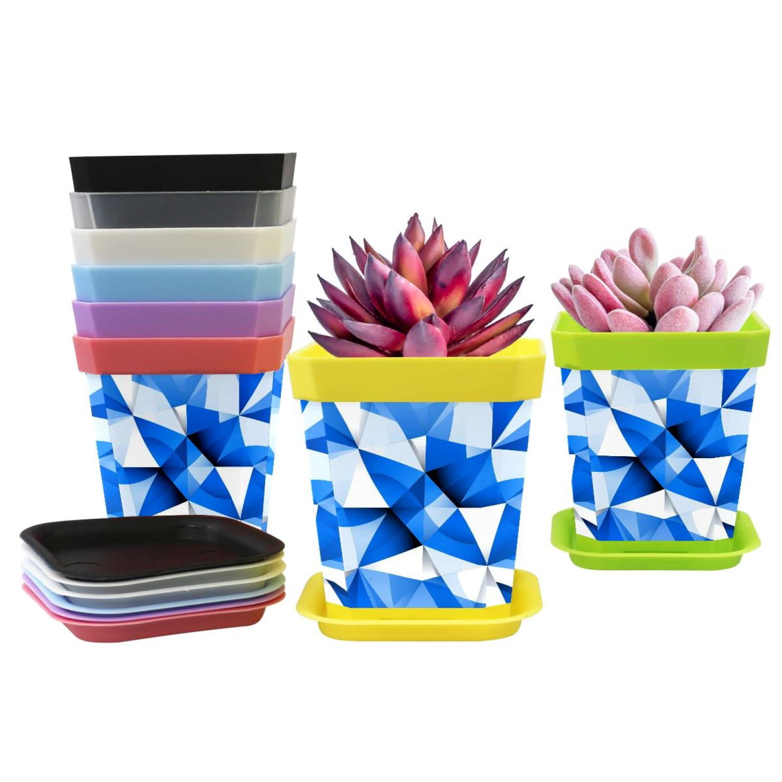 8 PCS Pots for Plants Blue White Israel Flag Plastic Planters with ...