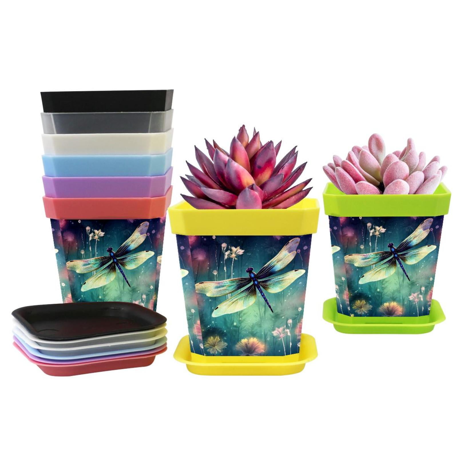8 PCS Pots for Plants Colorful Beautiful Dragonfly Plastic Planters ...