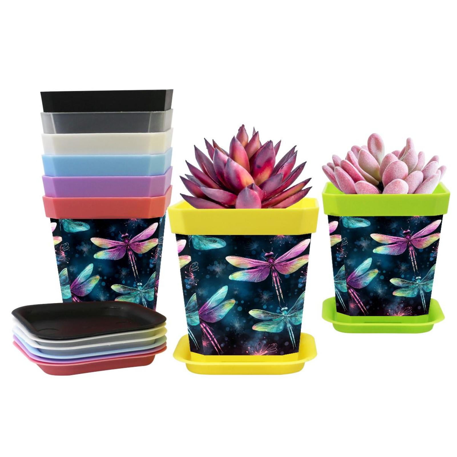 8 PCS Pots for Plants Colorful Beautiful Dragonfly Plastic Planters ...