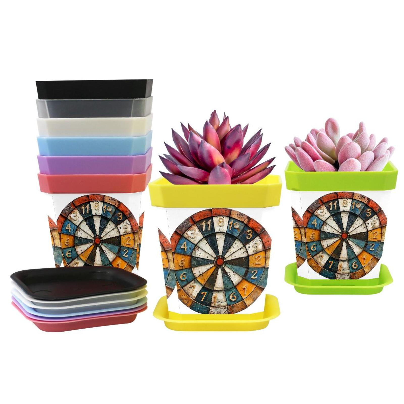 8 PCS Pots for Plants Colorful Dart Board Plastic Planters with ...