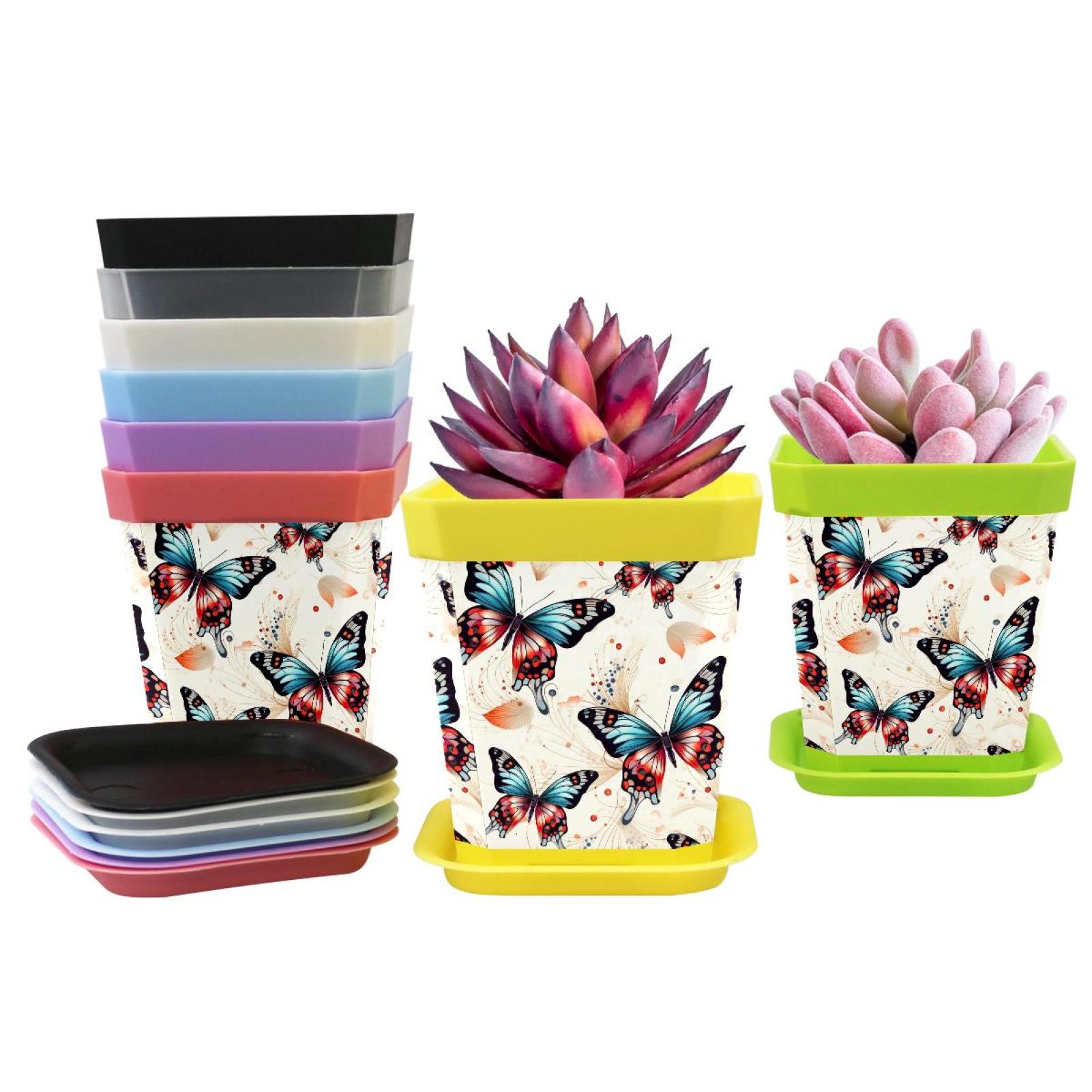 8 PCS Pots for Plants Colorful Flying Butterfly Plastic Planters with ...
