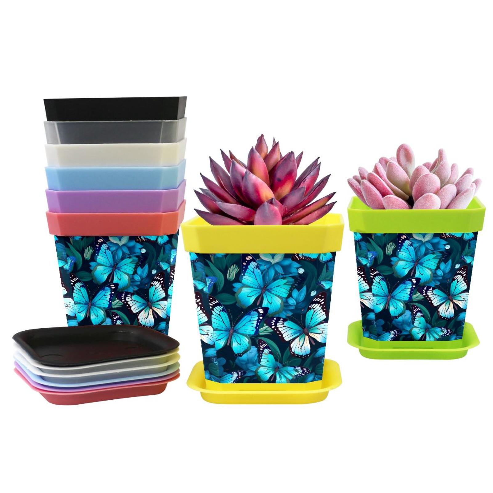 8 PCS Pots for Plants Colorful Flying Butterfly Plastic Planters with ...