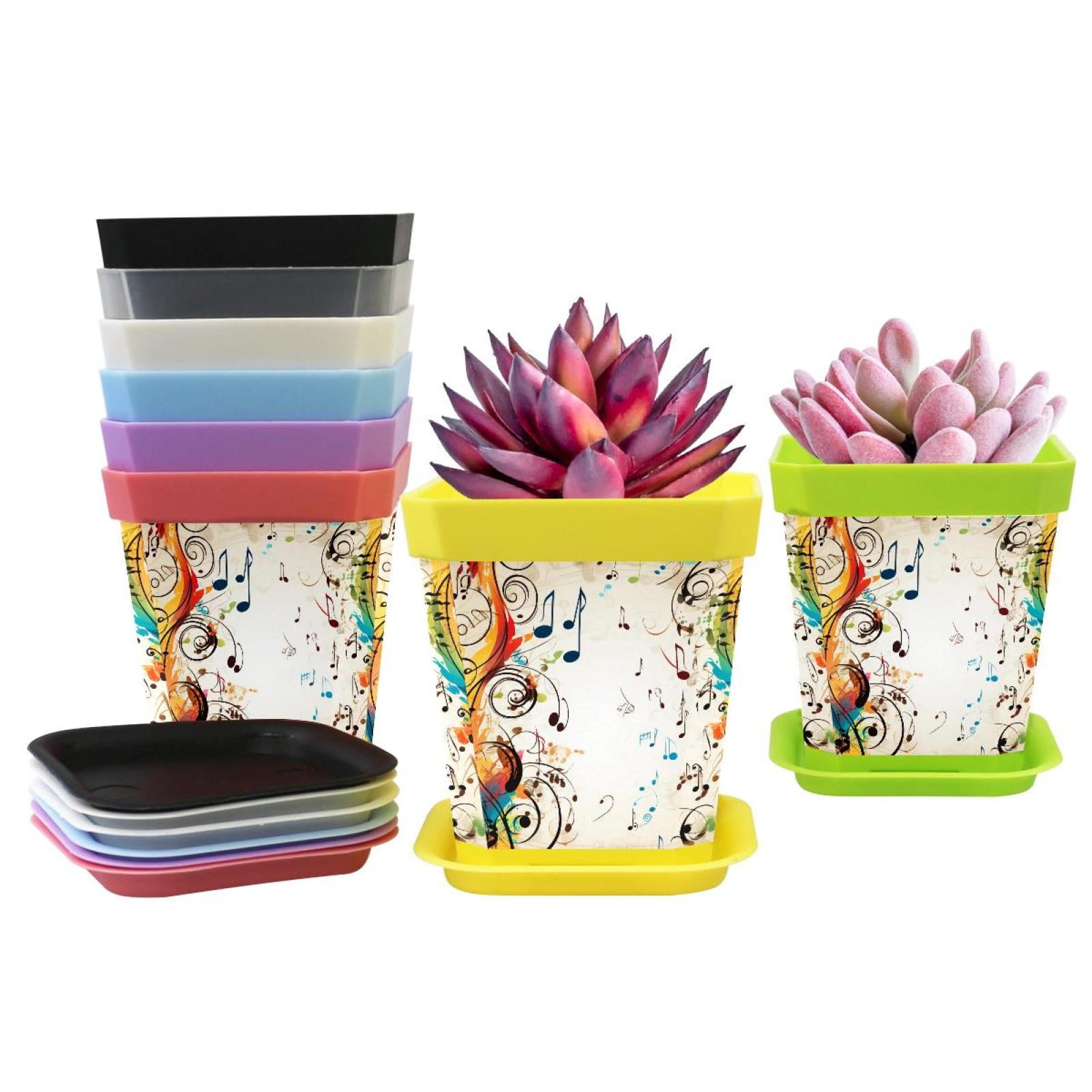 8 PCS Pots for Plants Colorful Music Notes Plastic Planters with ...