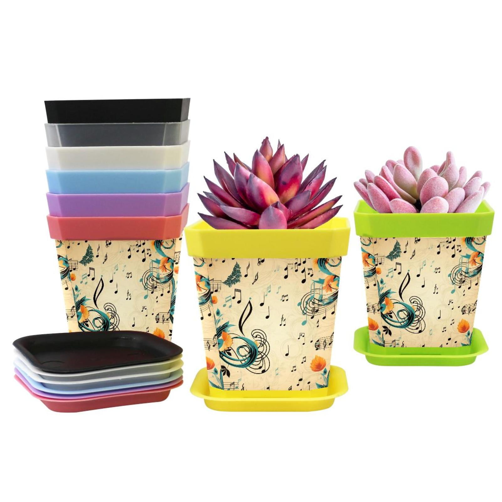 8 PCS Pots for Plants Colorful Music Notes Plastic Planters with ...