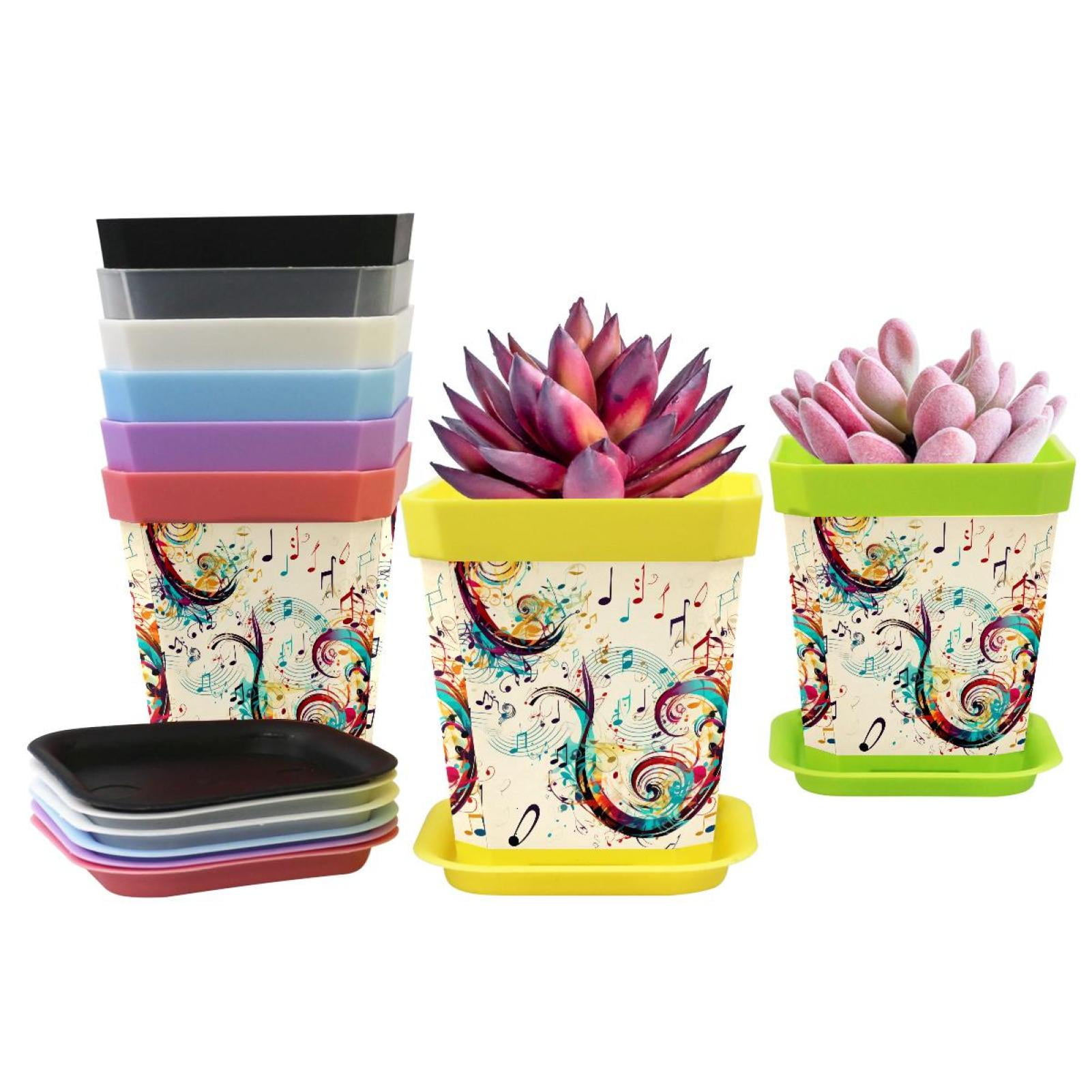 8 PCS Pots for Plants Colorful Music Notes Plastic Planters with ...