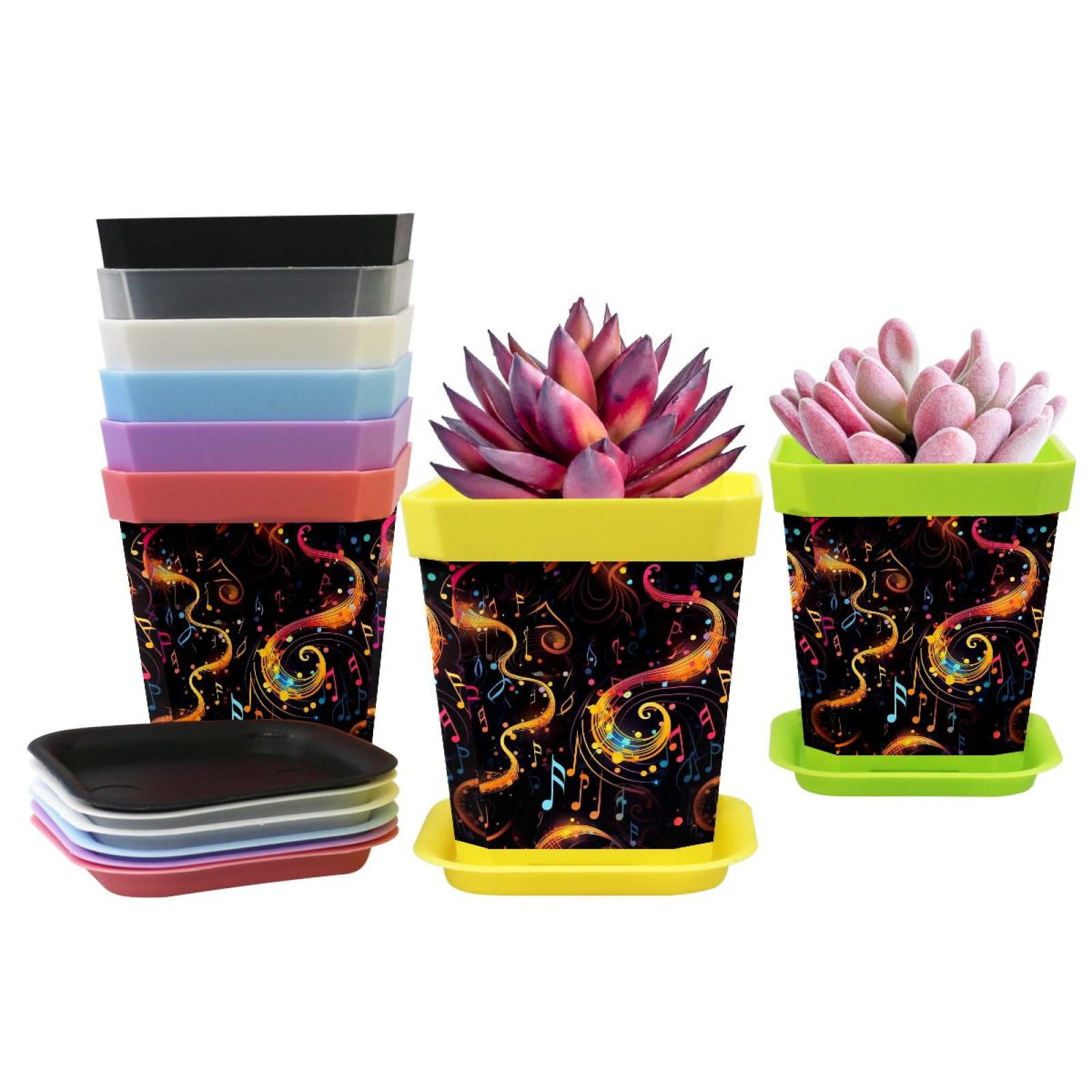8 PCS Pots for Plants Colorful Music Notes Plastic Planters with ...