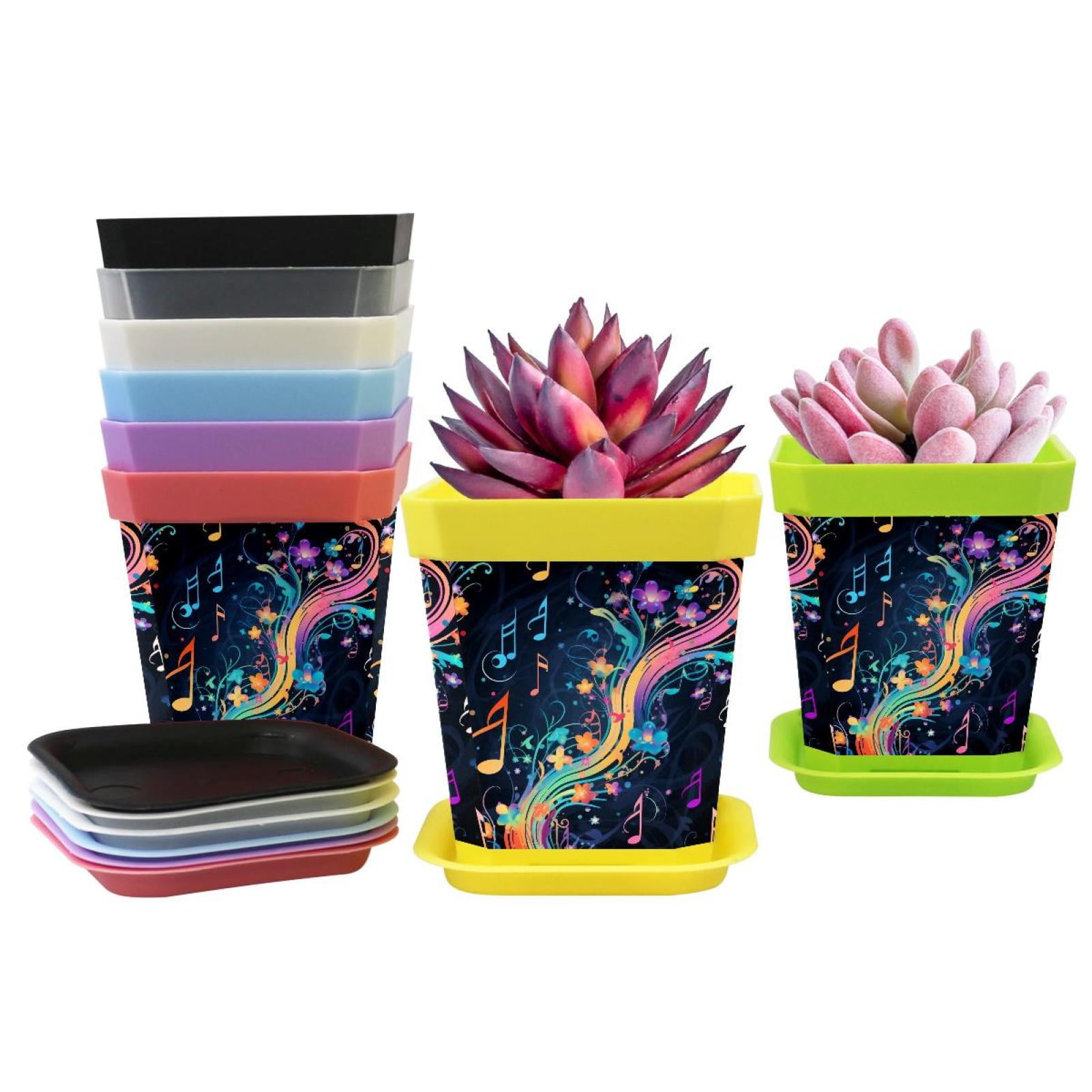 8 PCS Pots for Plants Colorful Music Notes Plastic Planters with ...