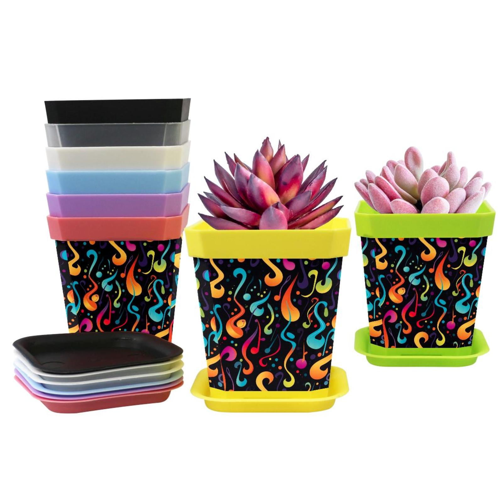 8 PCS Pots for Plants Colorful Music Notes Plastic Planters with ...