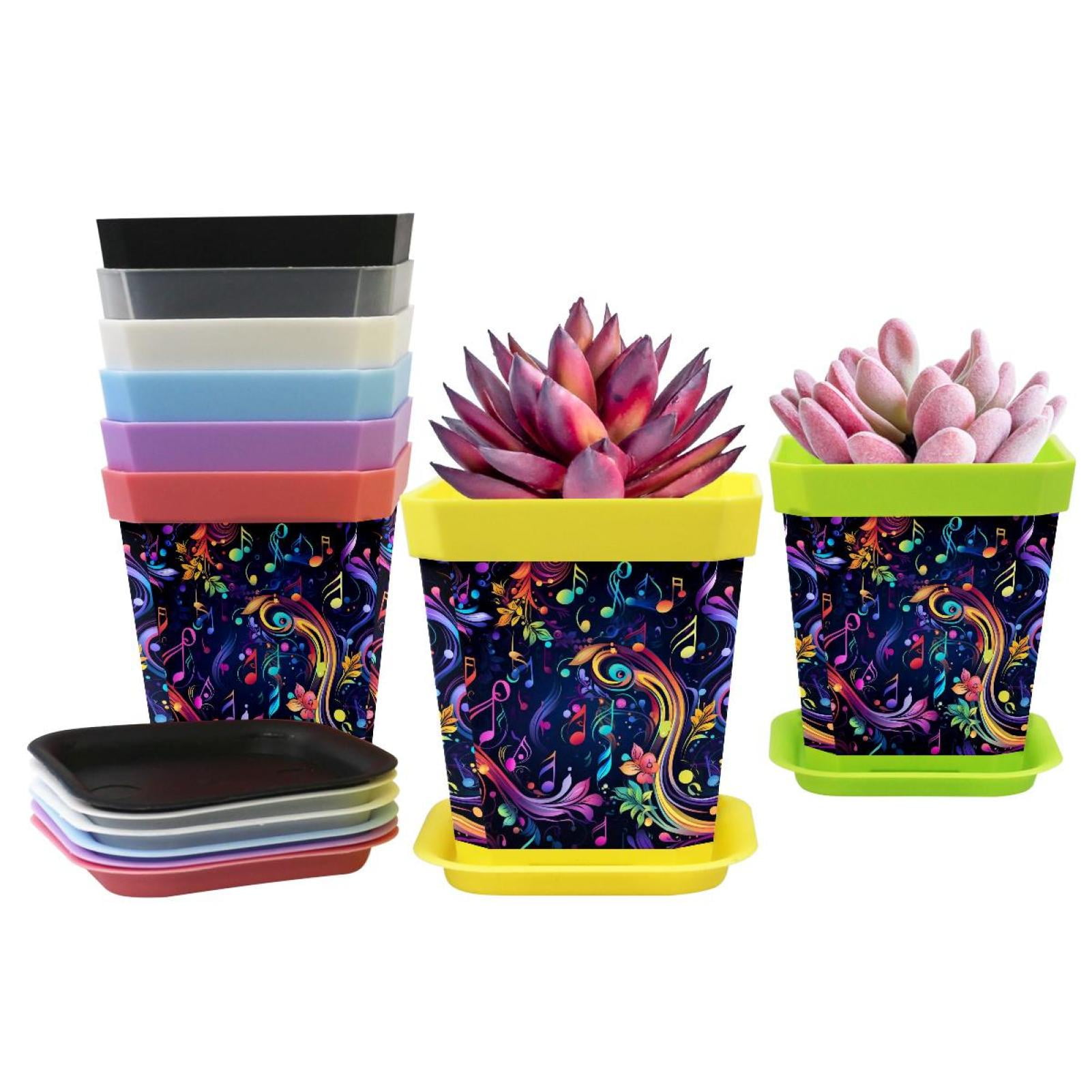8 PCS Pots for Plants Colorful Music Notes Plastic Planters with ...