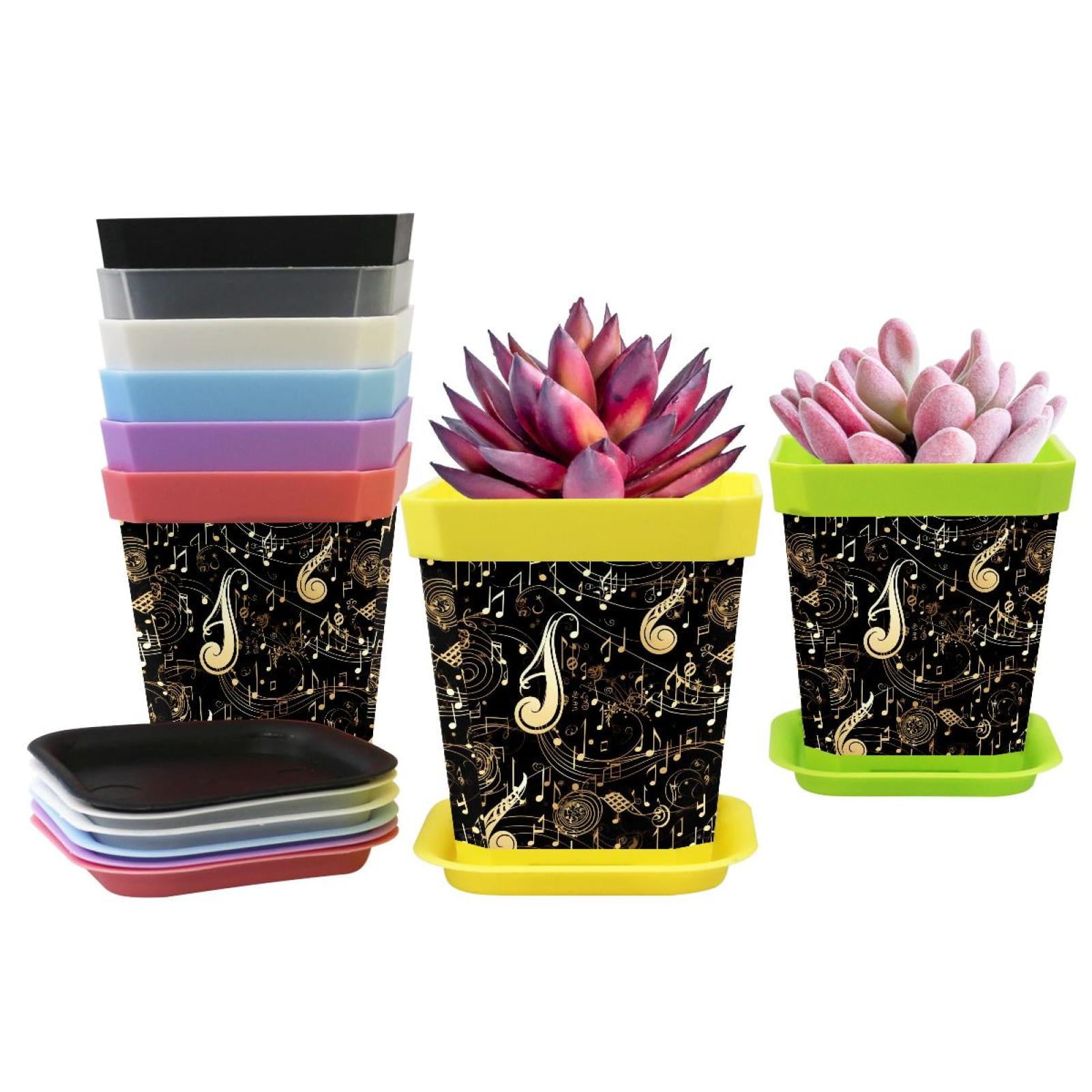 8 PCS Pots for Plants Colorful Music Notes Plastic Planters with ...