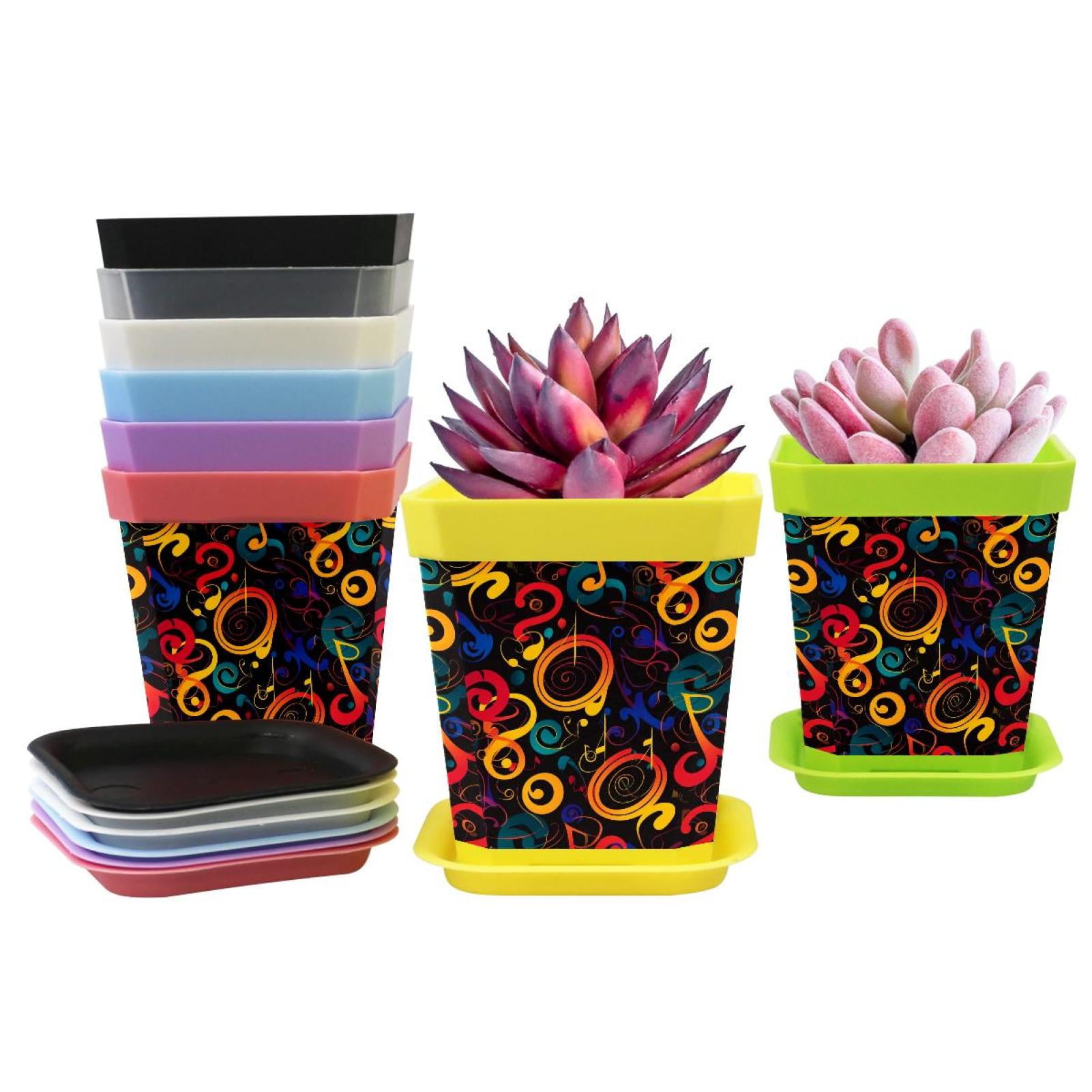 8 PCS Pots for Plants Colorful Music Notes Plastic Planters with ...
