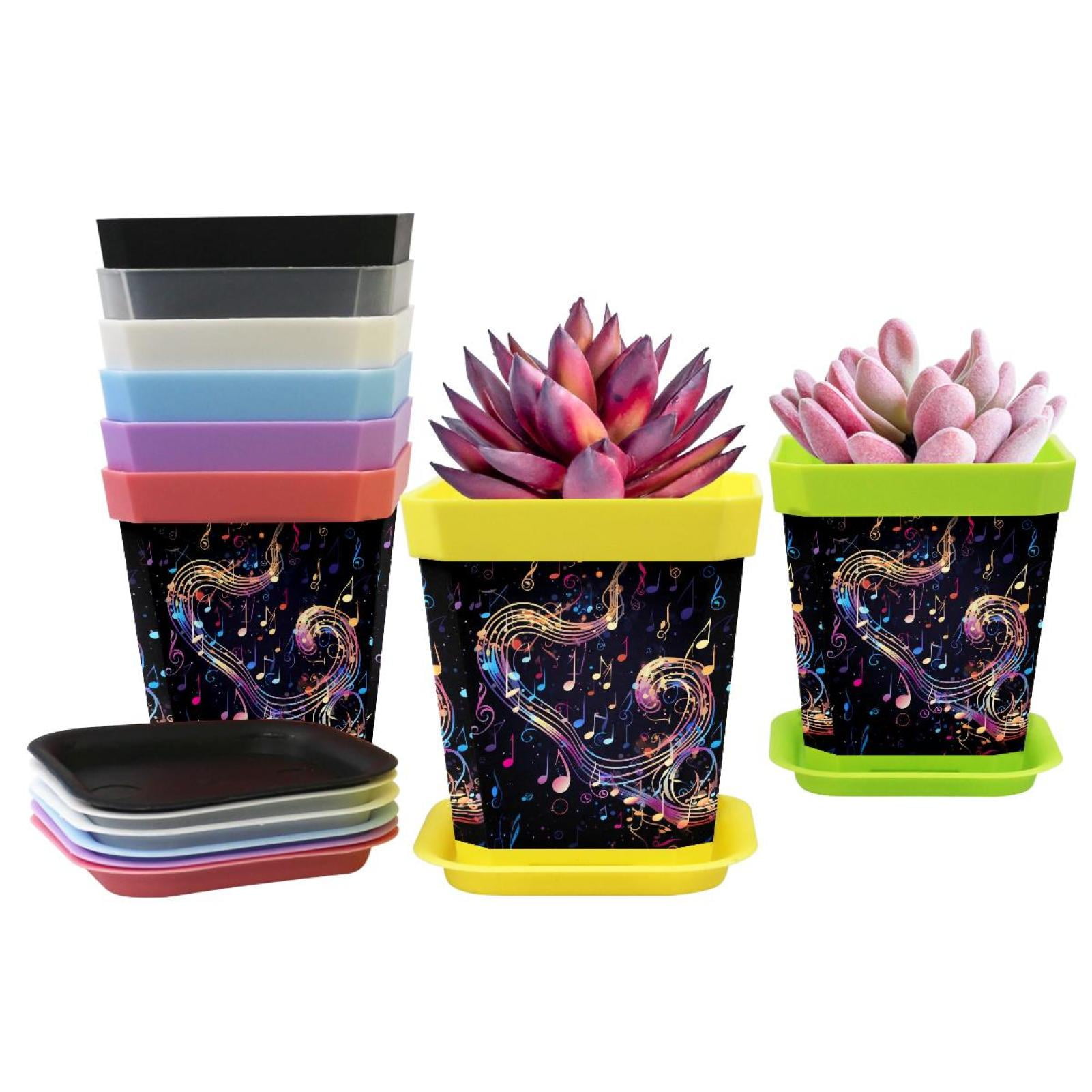 8 PCS Pots for Plants Colorful Music Notes Plastic Planters with ...