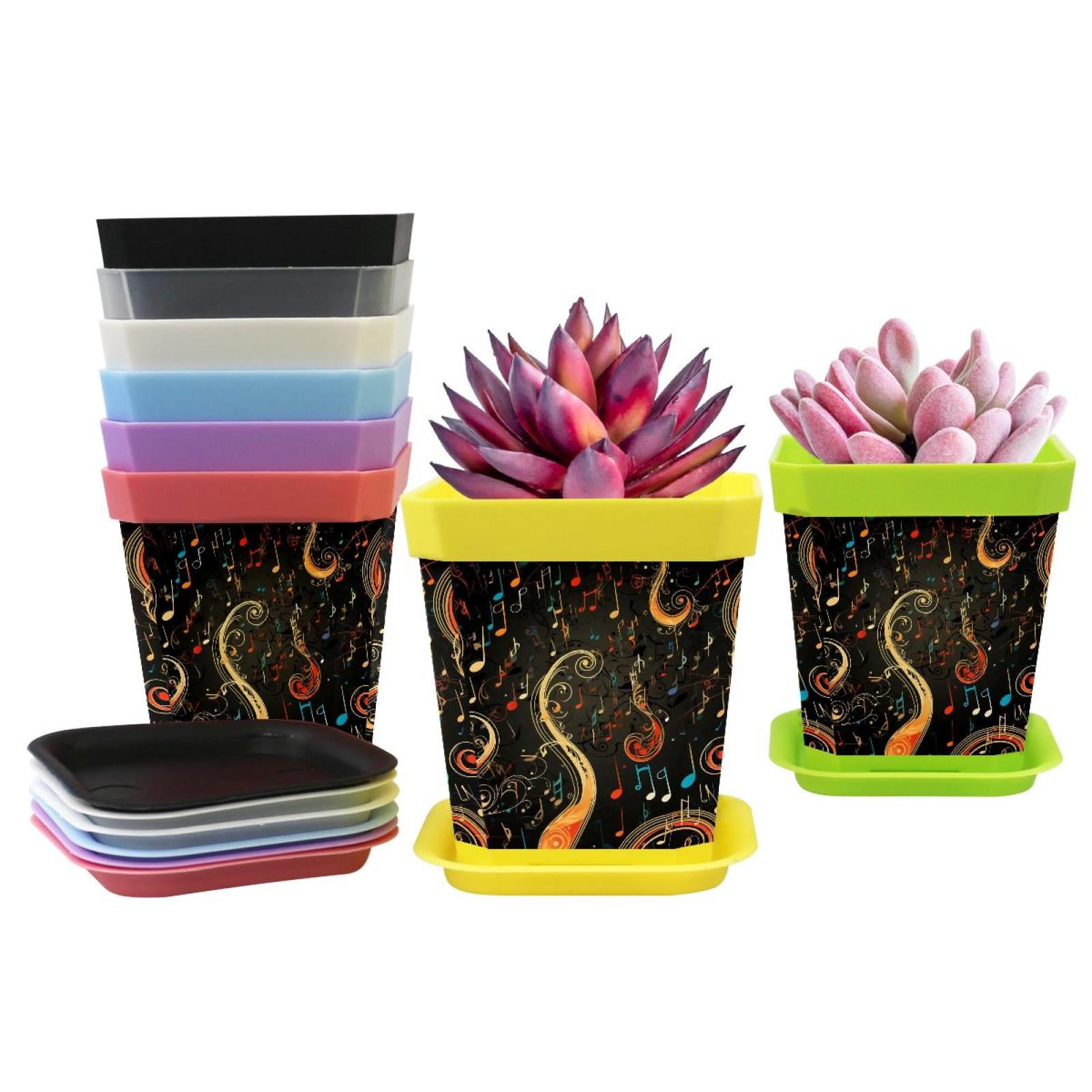 8 PCS Pots for Plants Colorful Music Notes Plastic Planters with ...