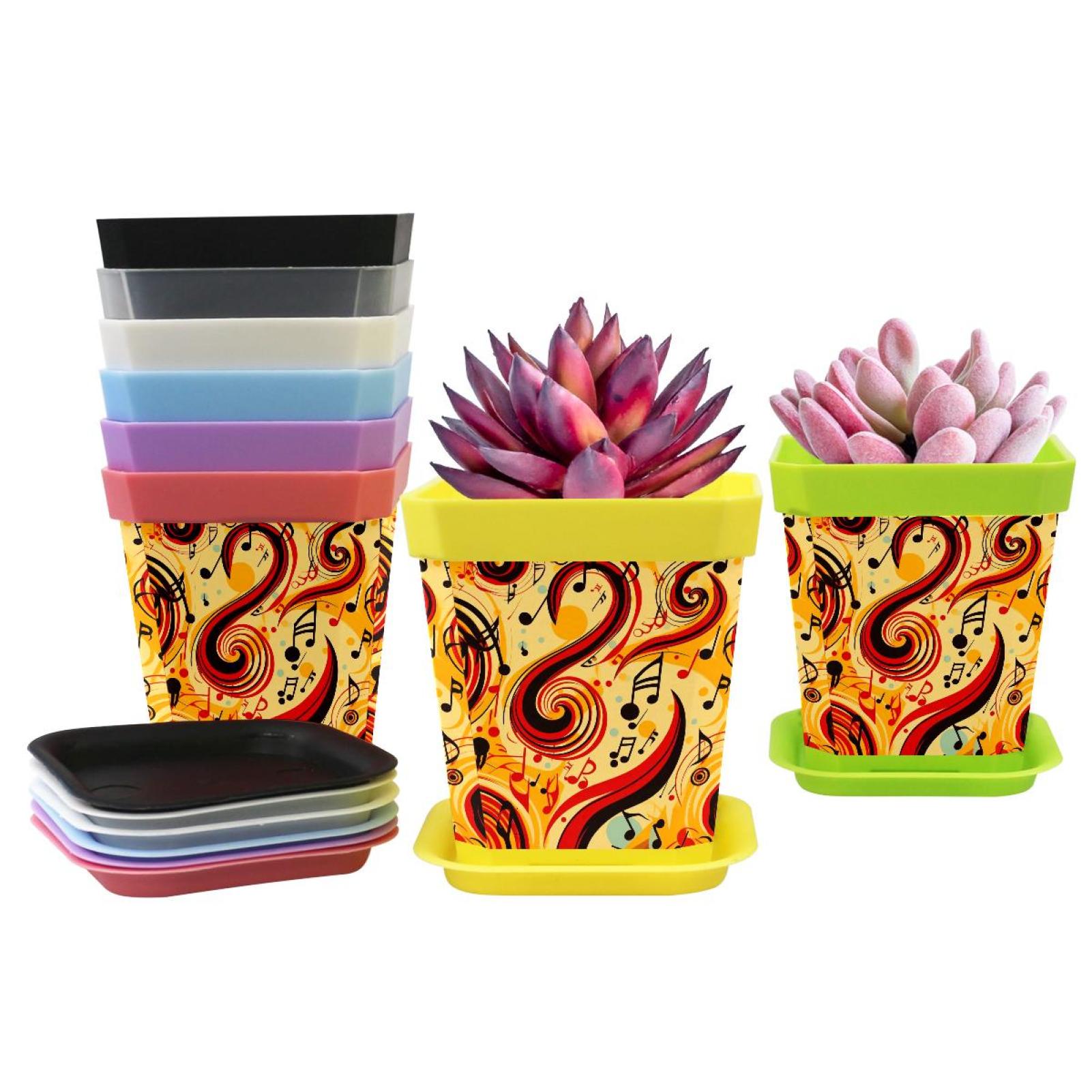 8 PCS Pots for Plants Colorful Music Notes Plastic Planters with ...
