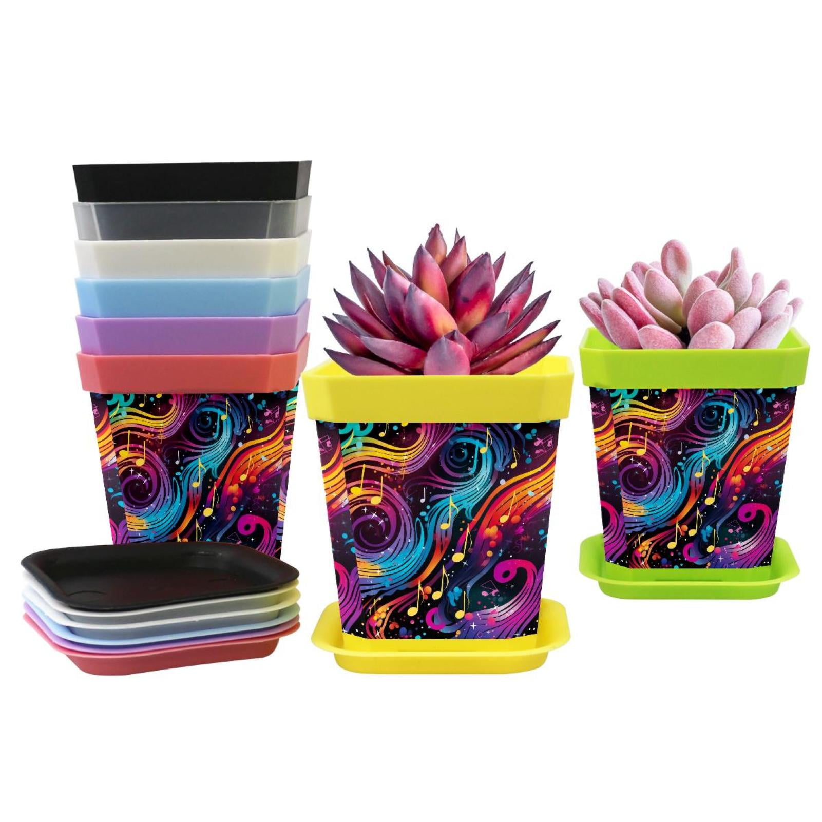 8 PCS Pots for Plants Colorful Music Notes Plastic Planters with ...