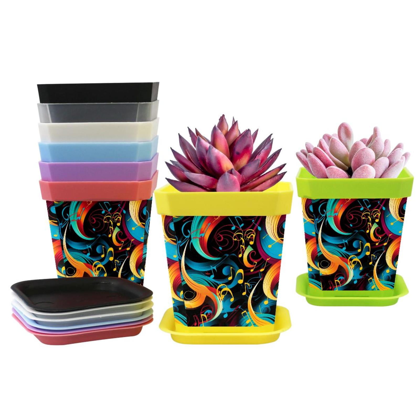 8 PCS Pots for Plants Colorful Music Notes Plastic Planters with ...