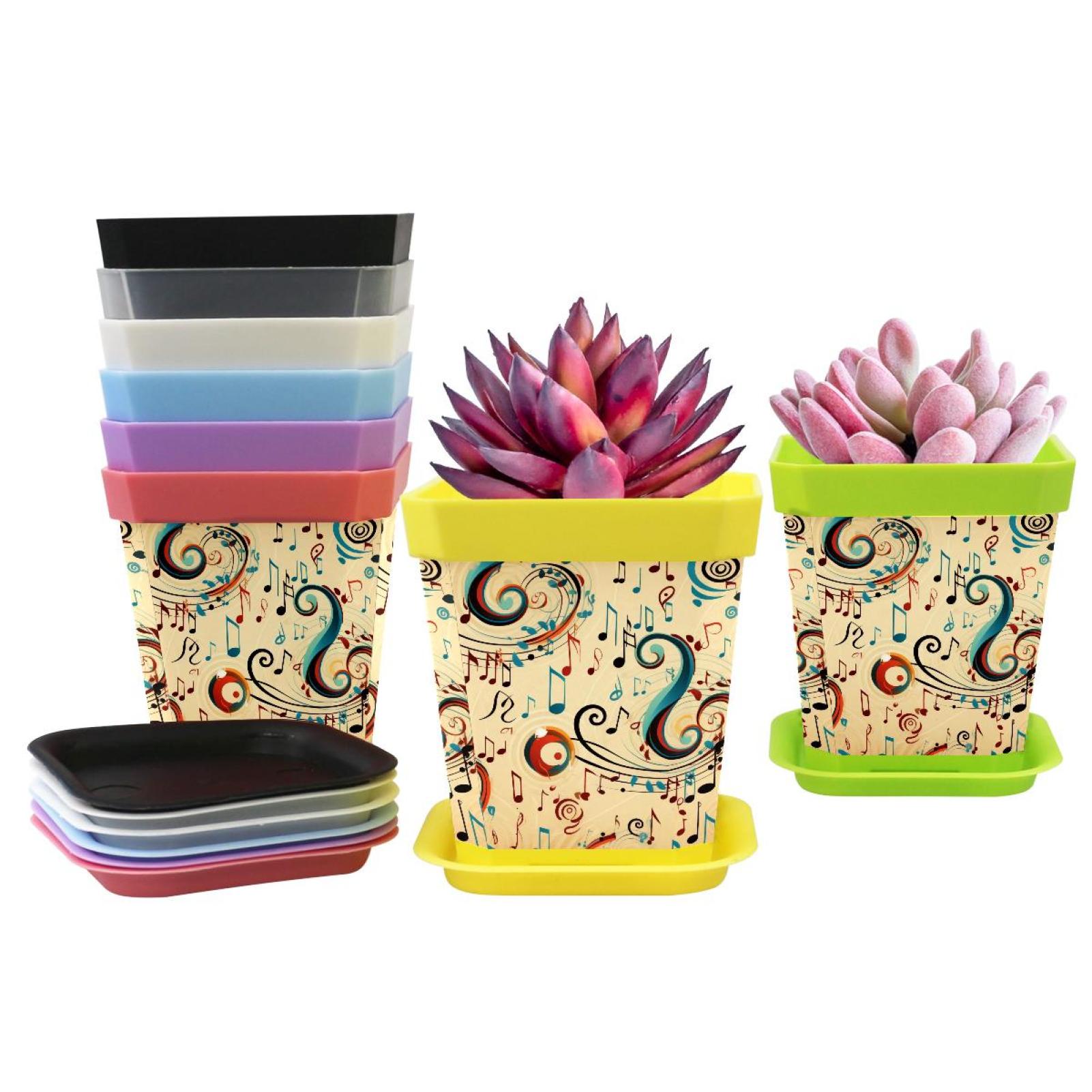 8 PCS Pots for Plants Colorful Music Notes Plastic Planters with ...