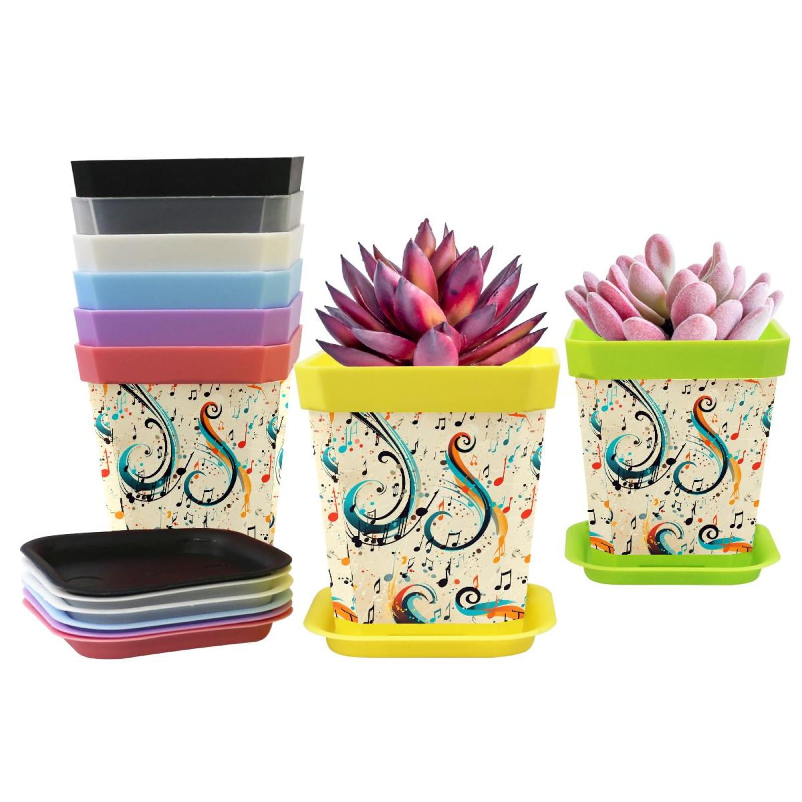 8 PCS Pots for Plants Colorful Music Notes Plastic Planters with ...
