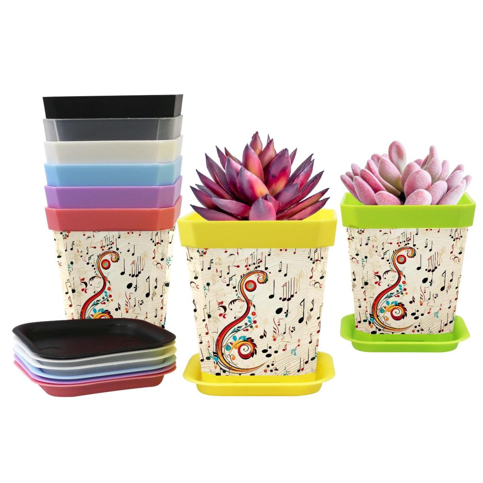 8 PCS Pots for Plants Colorful Music Notes Plastic Planters with ...