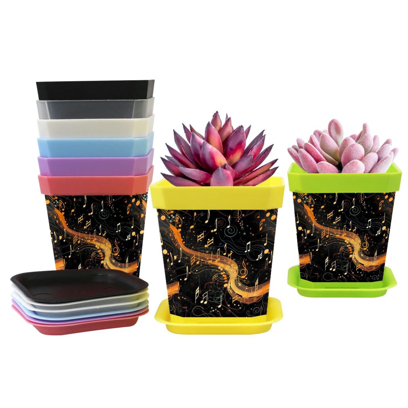 8 PCS Pots for Plants Colorful Music Notes Plastic Planters with ...
