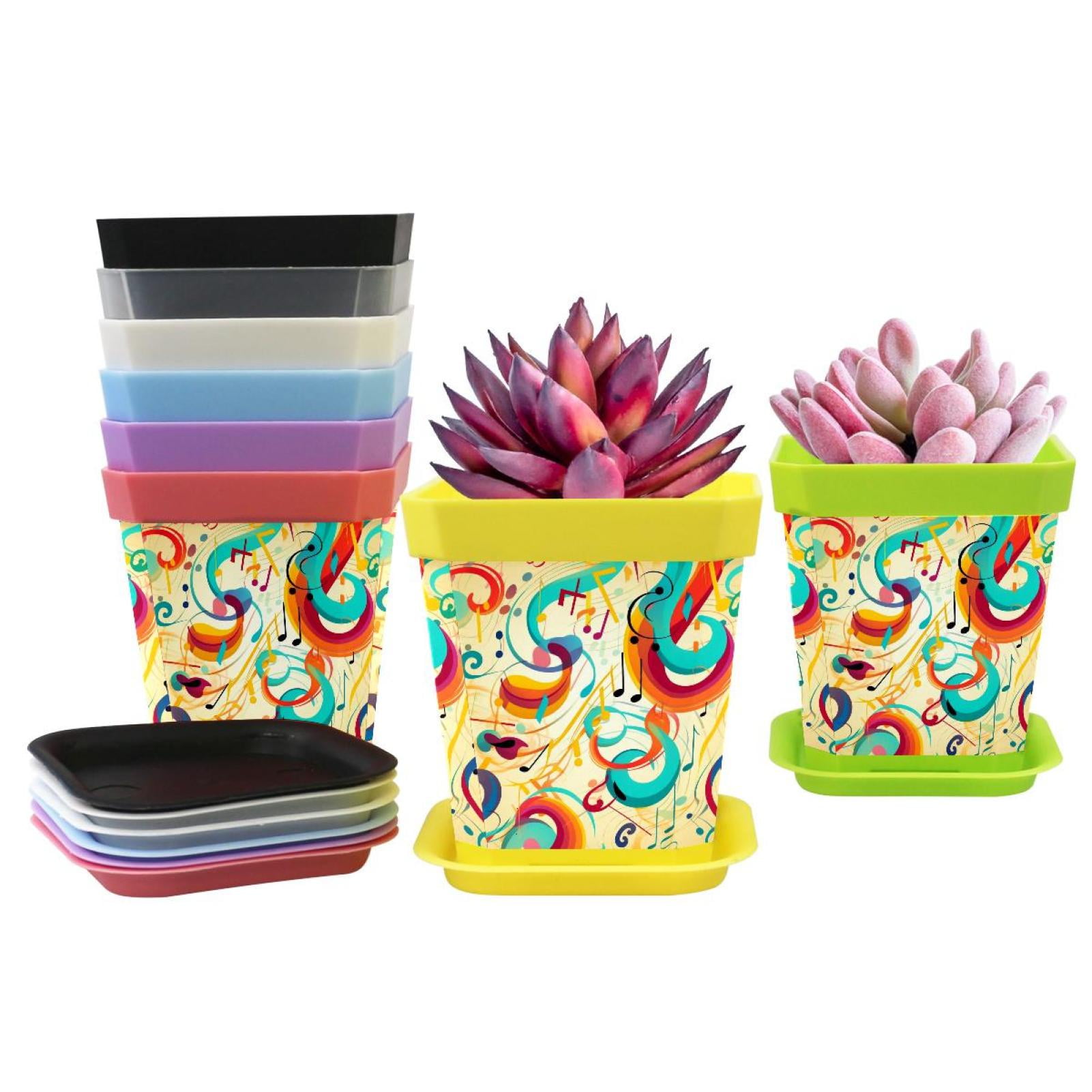 8 PCS Pots for Plants Colorful Music Notes Plastic Planters with ...