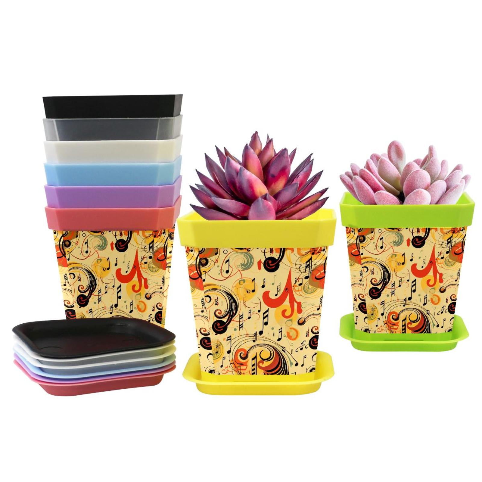 8 PCS Pots for Plants Colorful Music Notes Plastic Planters with ...
