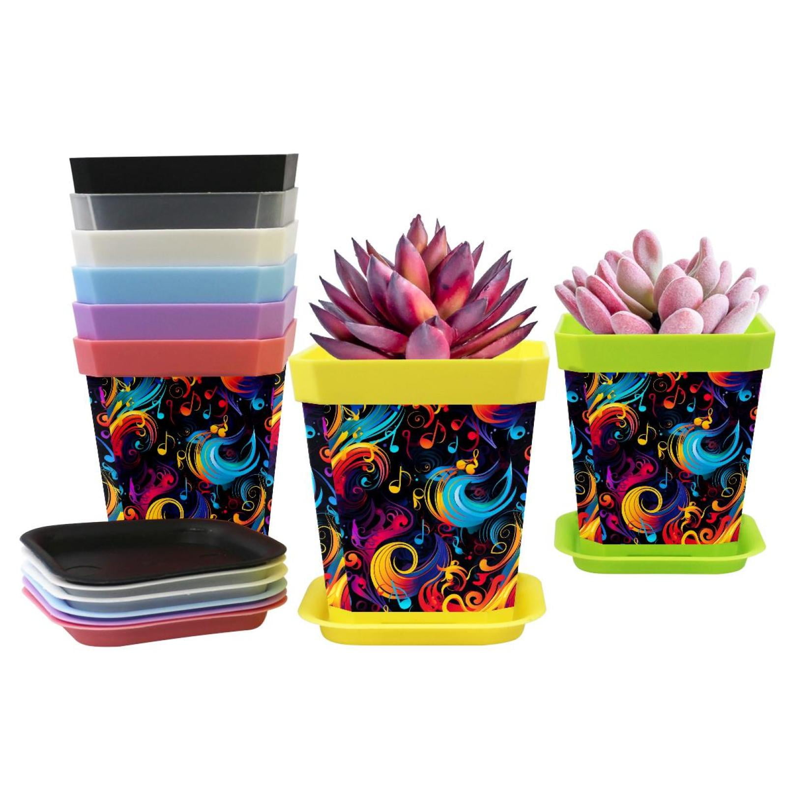 8 PCS Pots for Plants Colorful Music Notes Plastic Planters with ...