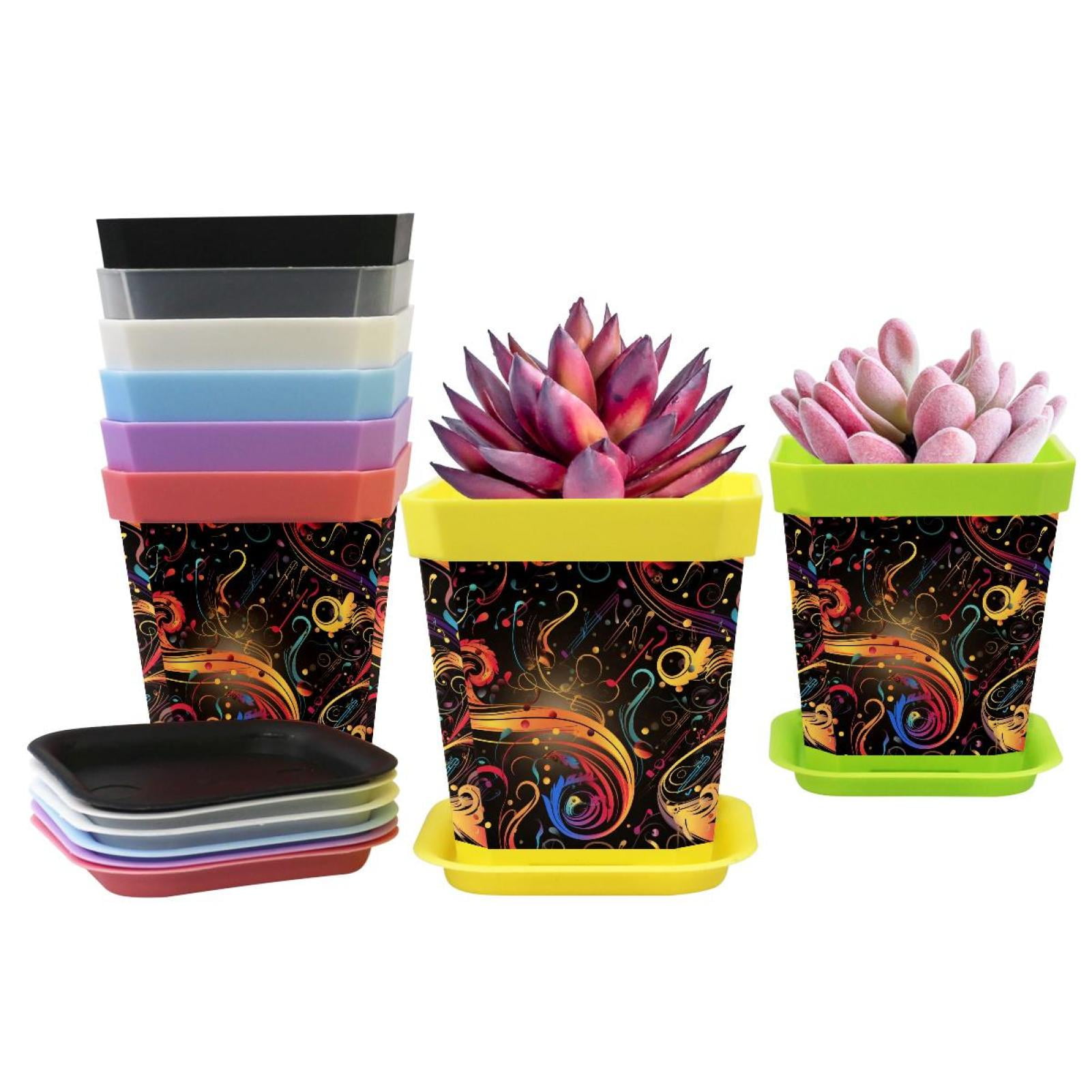 8 PCS Pots for Plants Colorful Music Notes Plastic Planters with ...