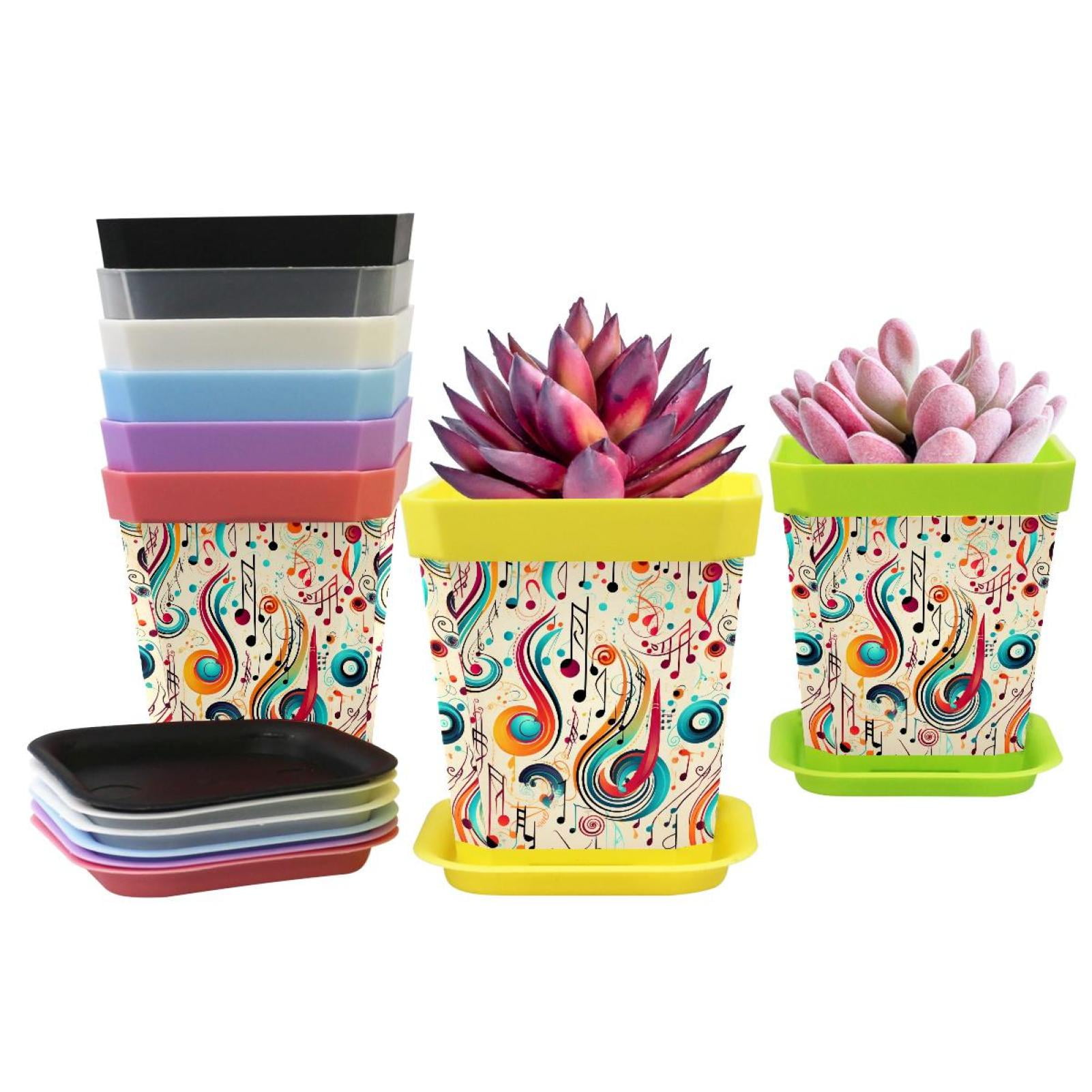 8 PCS Pots for Plants Colorful Music Notes Plastic Planters with ...