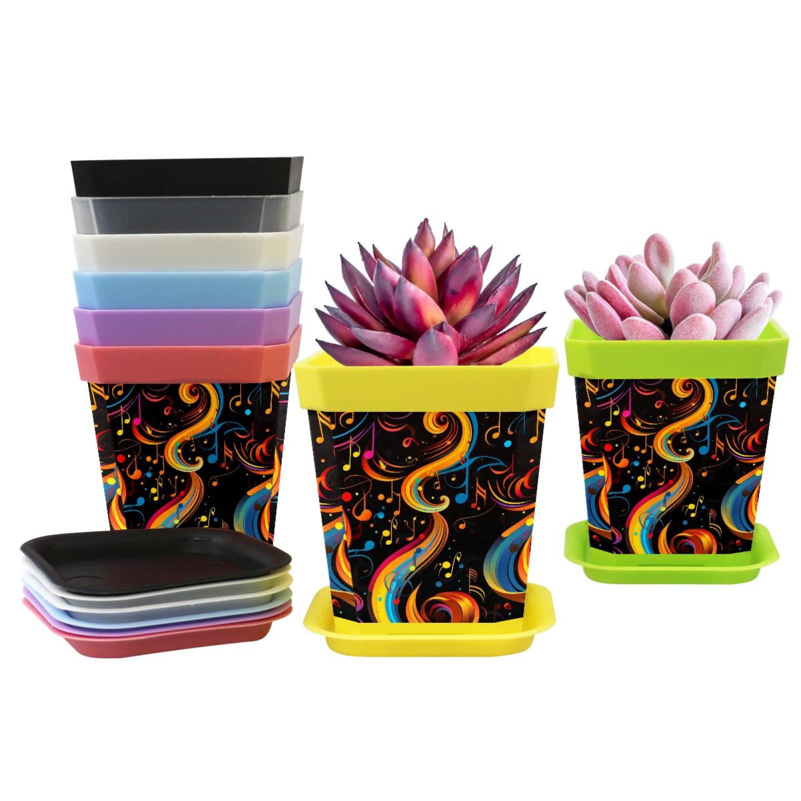 8 PCS Pots for Plants Colorful Music Notes Plastic Planters with ...
