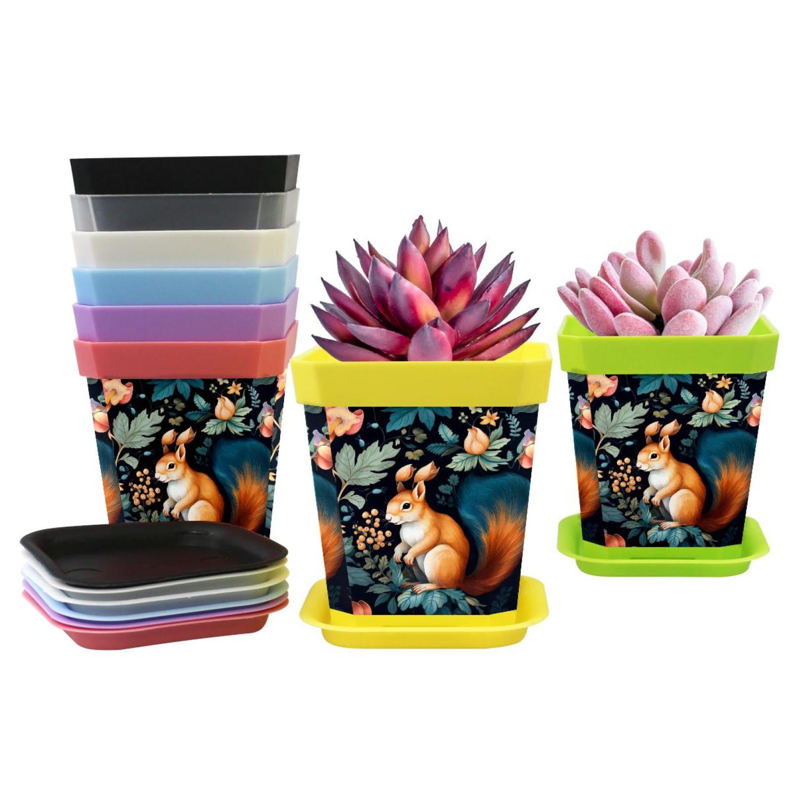 8 PCS Pots for Plants Cute Squirrel Plastic Planters with Drainage ...