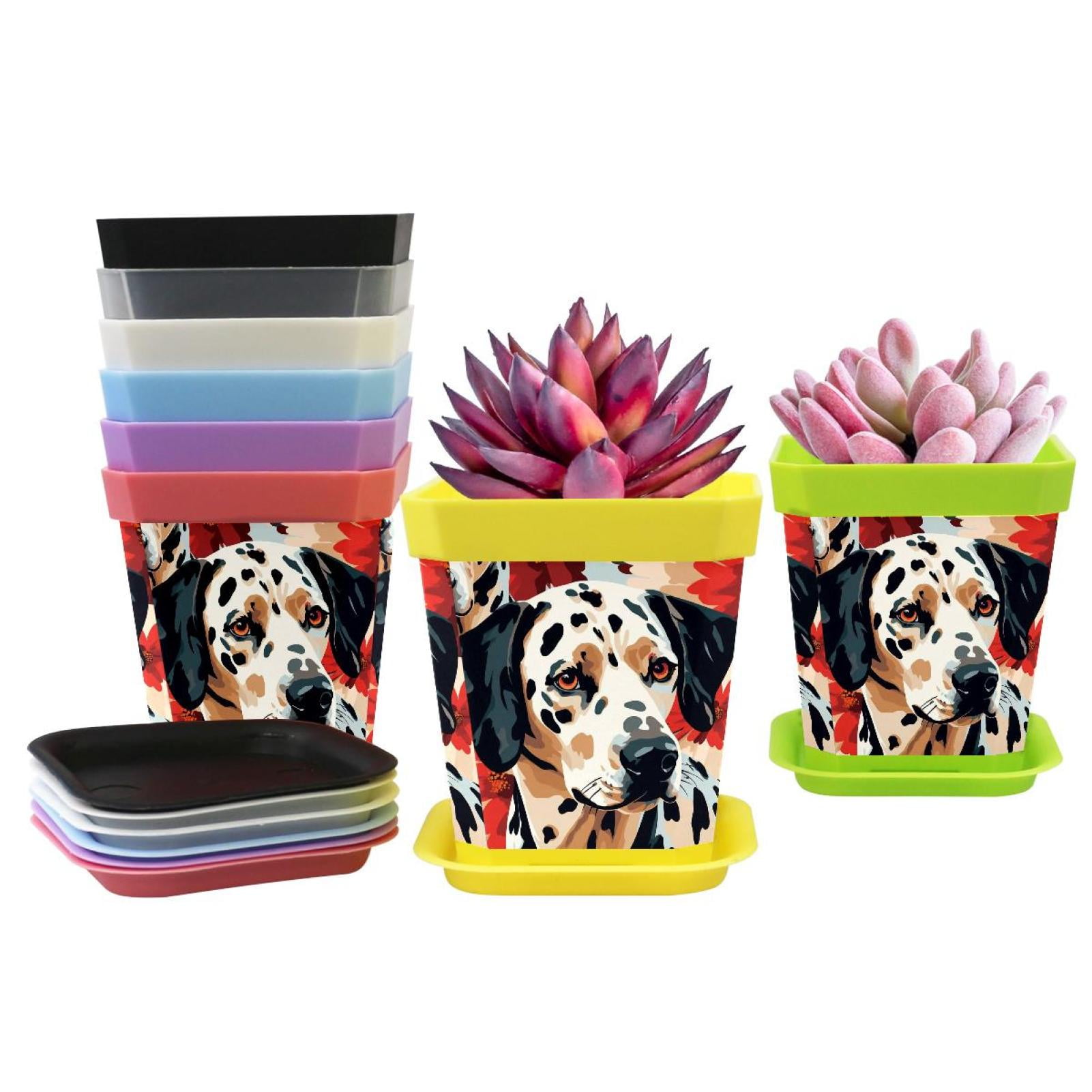 8 PCS Pots for Plants Dalmatian Dog Plastic Planters with Drainage ...