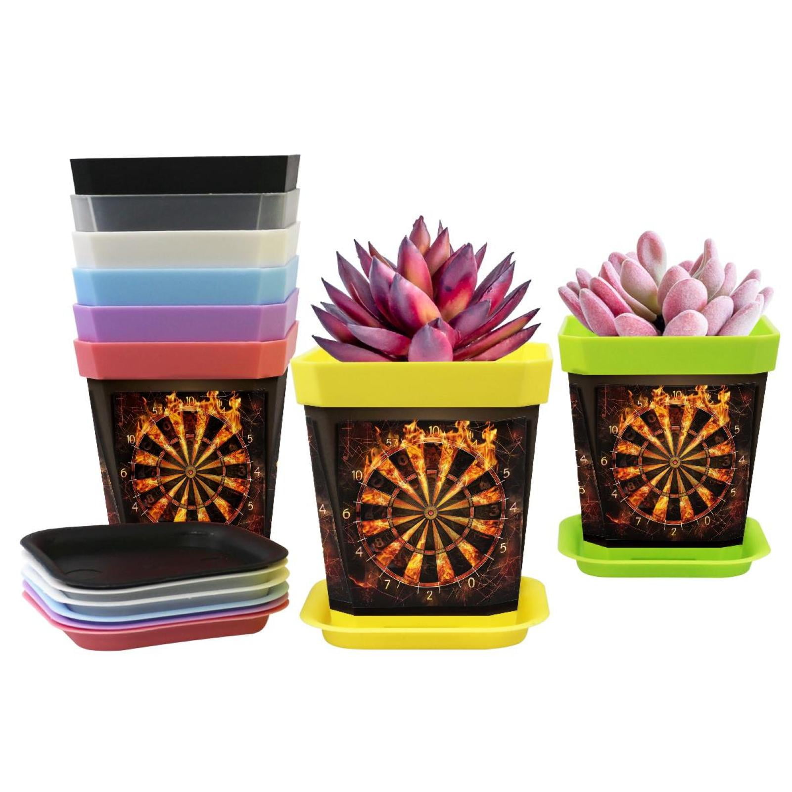 8 PCS Pots for Plants Fire Dart Board on Wood Plastic Planters with ...