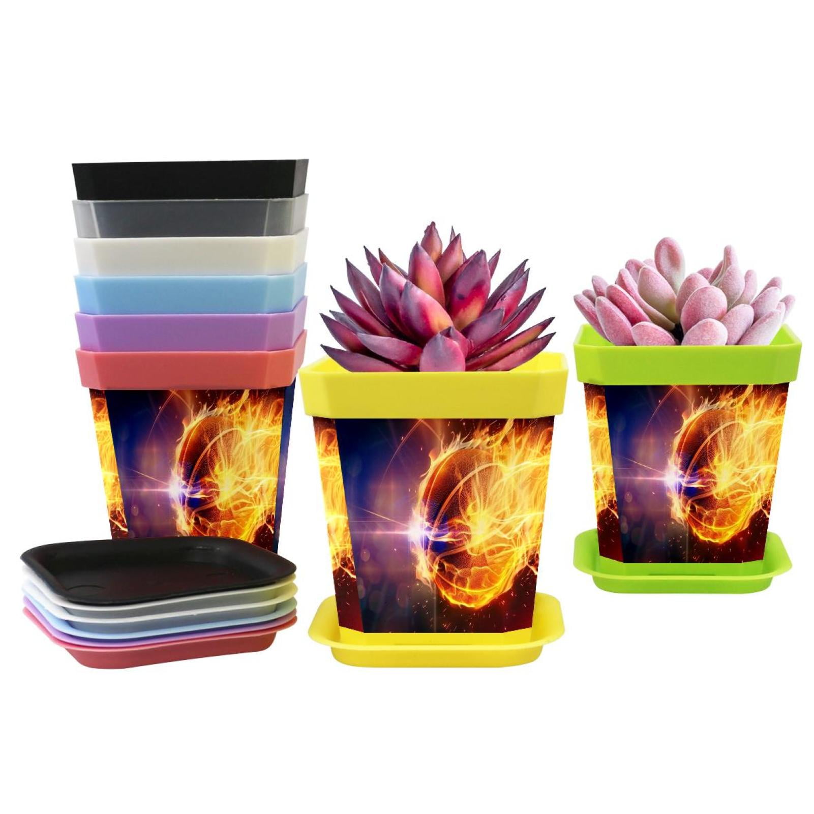 8 PCS Pots for Plants Fire Flame Baseball Plastic Planters with ...