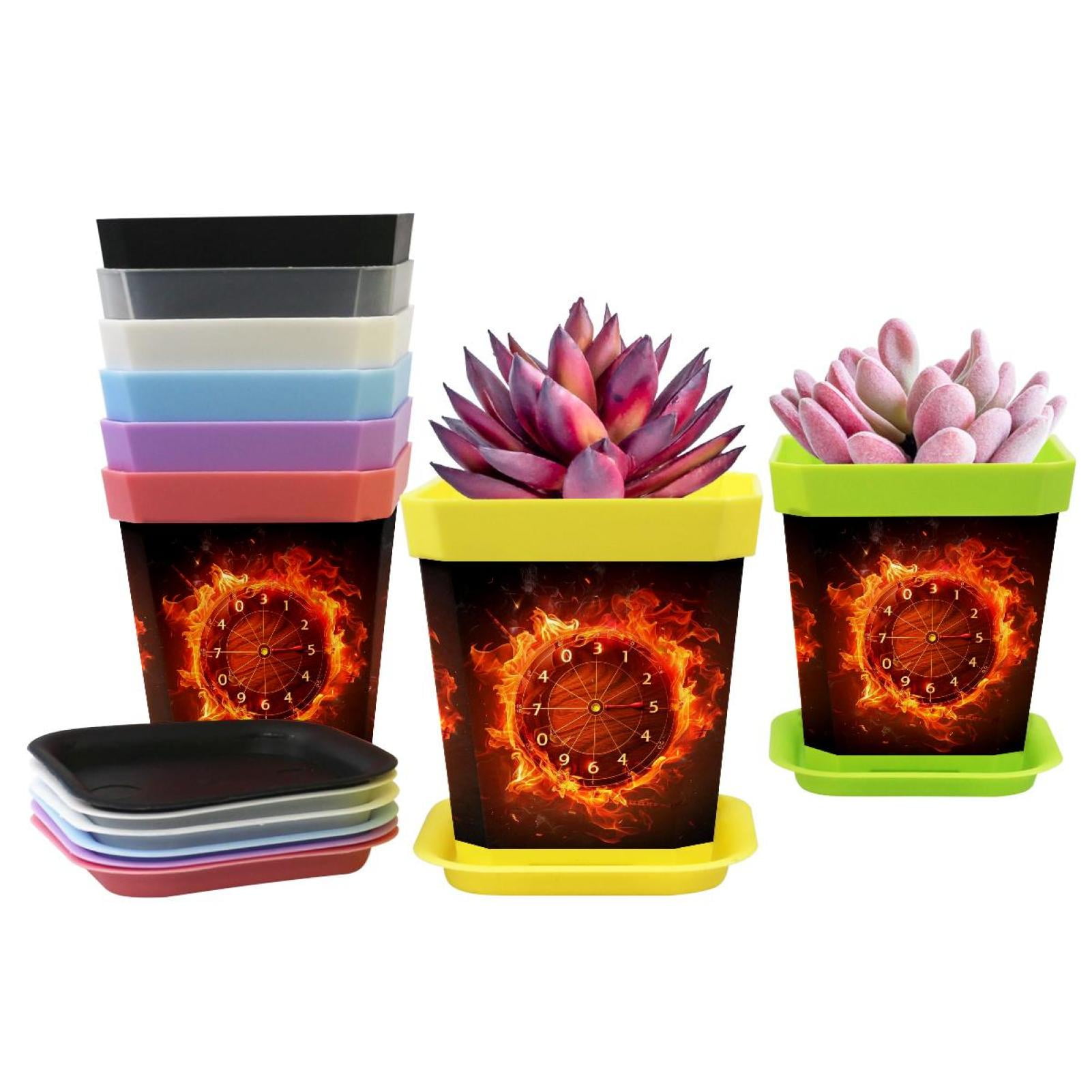 8 PCS Pots for Plants Flame Dart Board Plastic Planters with Drainage ...