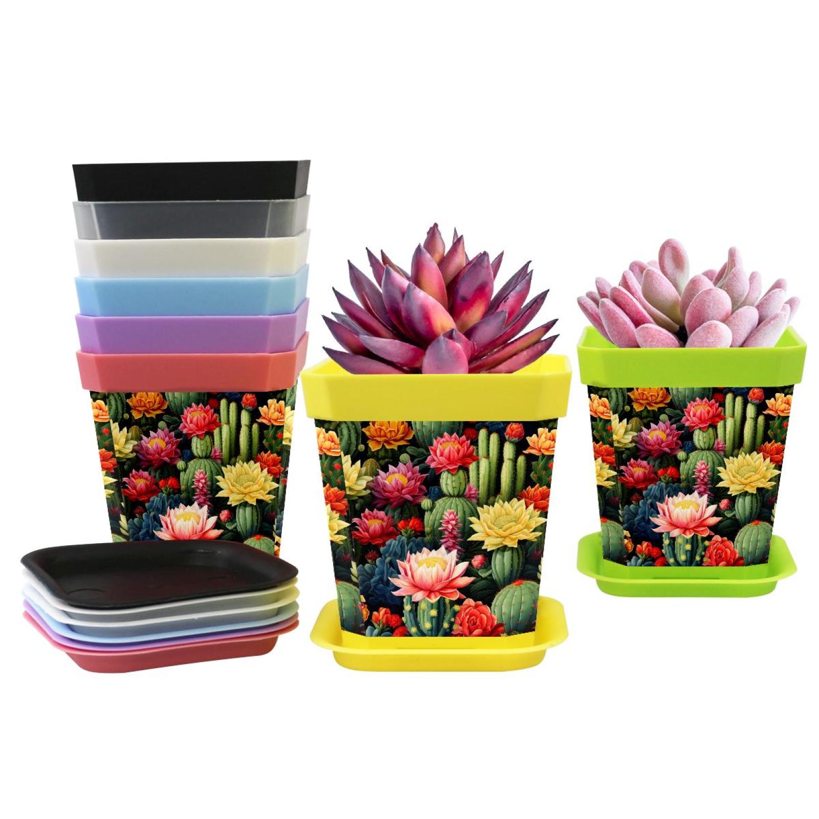 8 PCS Pots for Plants Flowering Green Cactus Plastic Planters with ...