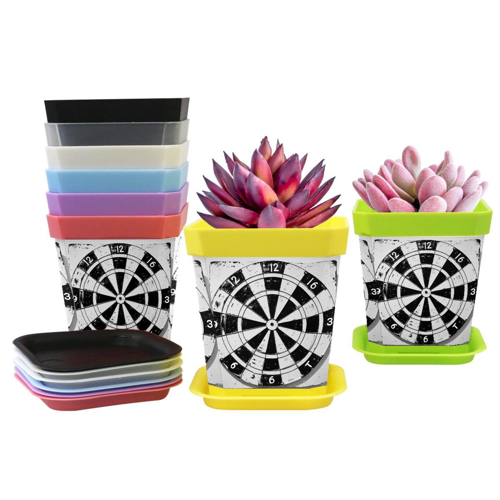 8 PCS Pots for Plants Grunge Black White Dart Board Plastic Planters ...