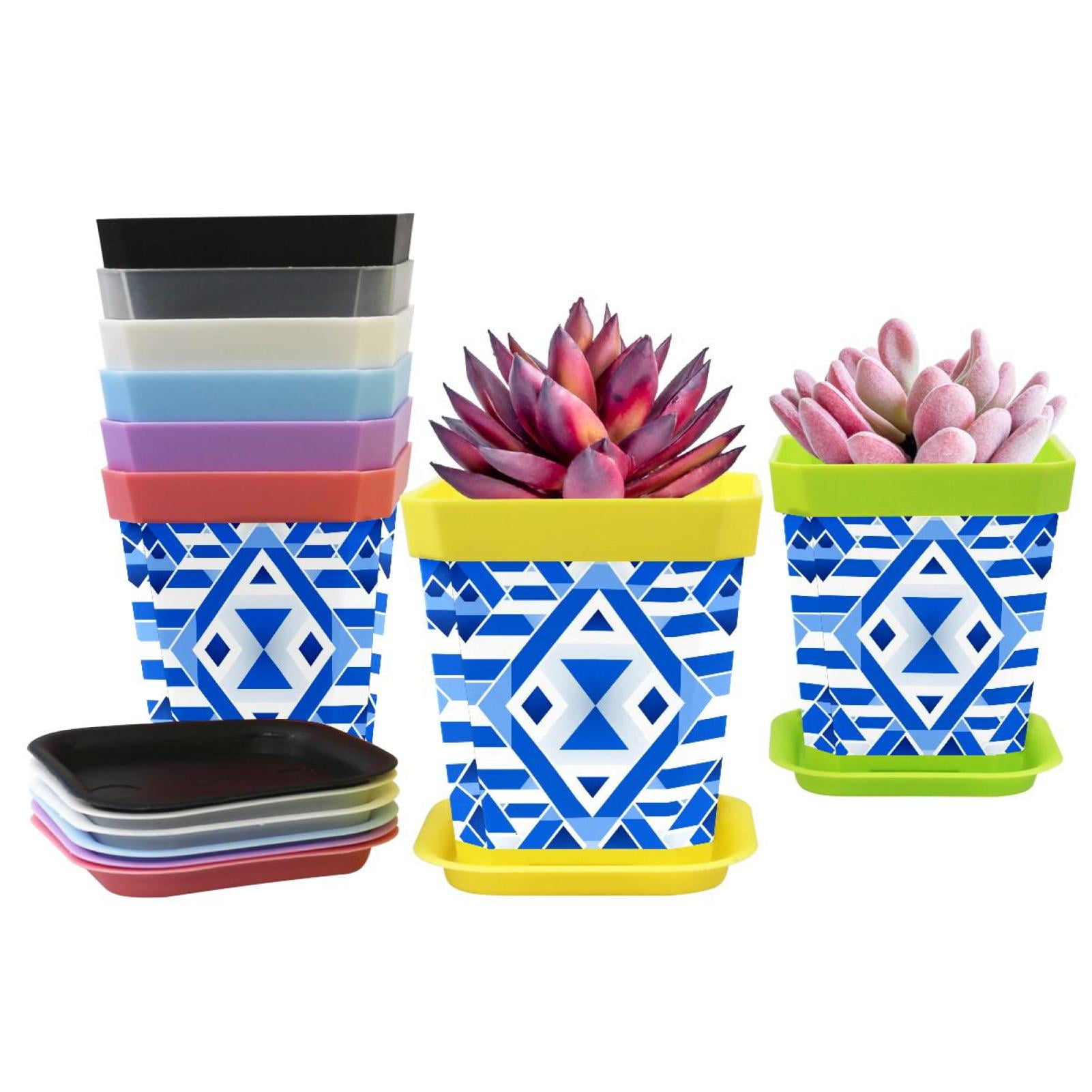 8 PCS Pots for Plants Israel Flag Blue White Pattern Plastic Planters ...