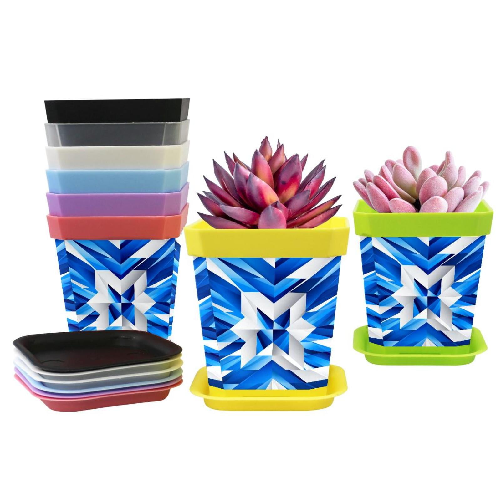 8 PCS Pots for Plants Israel Flag Blue White Pattern Plastic Planters ...