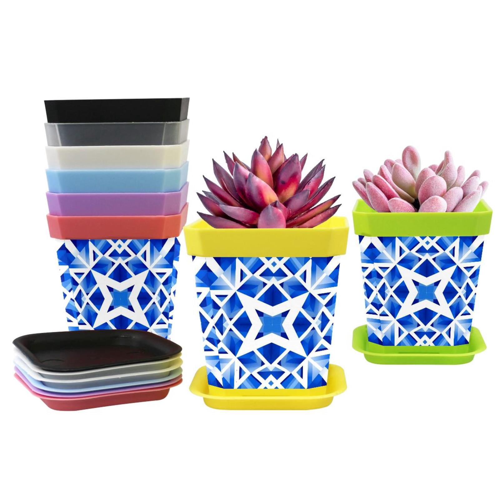 8 PCS Pots for Plants Israel Flag Blue White Pattern Plastic Planters ...