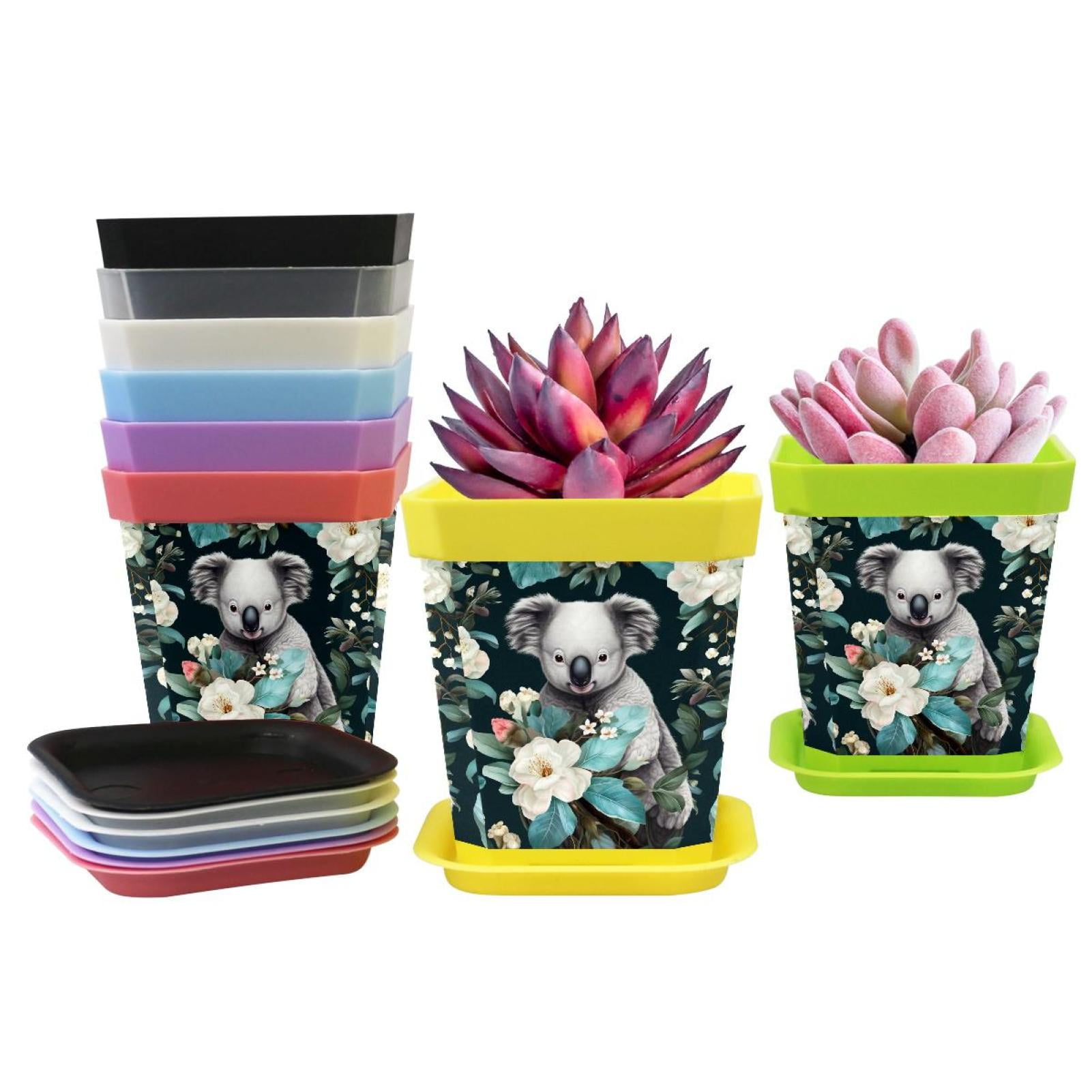 8 PCS Pots for Plants Koala Baby Animal Plastic Planters with Drainage ...