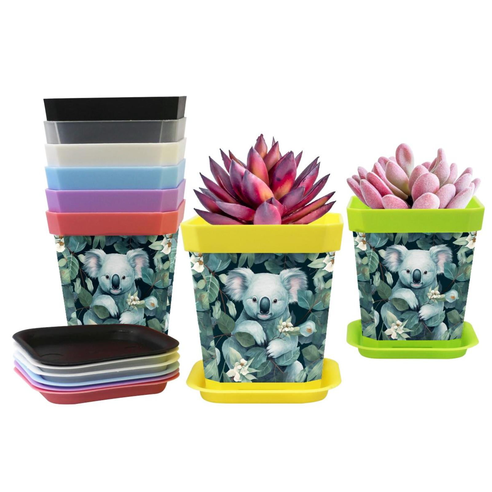 8 PCS Pots for Plants Koala Baby Animal Plastic Planters with Drainage ...