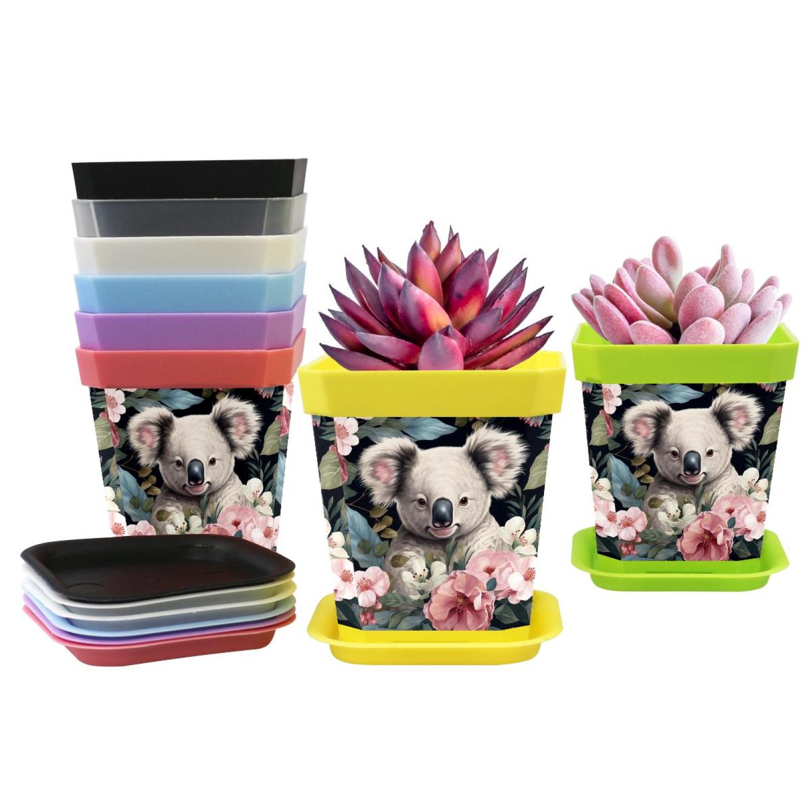 8 PCS Pots for Plants Koala Baby Animal Plastic Planters with Drainage ...