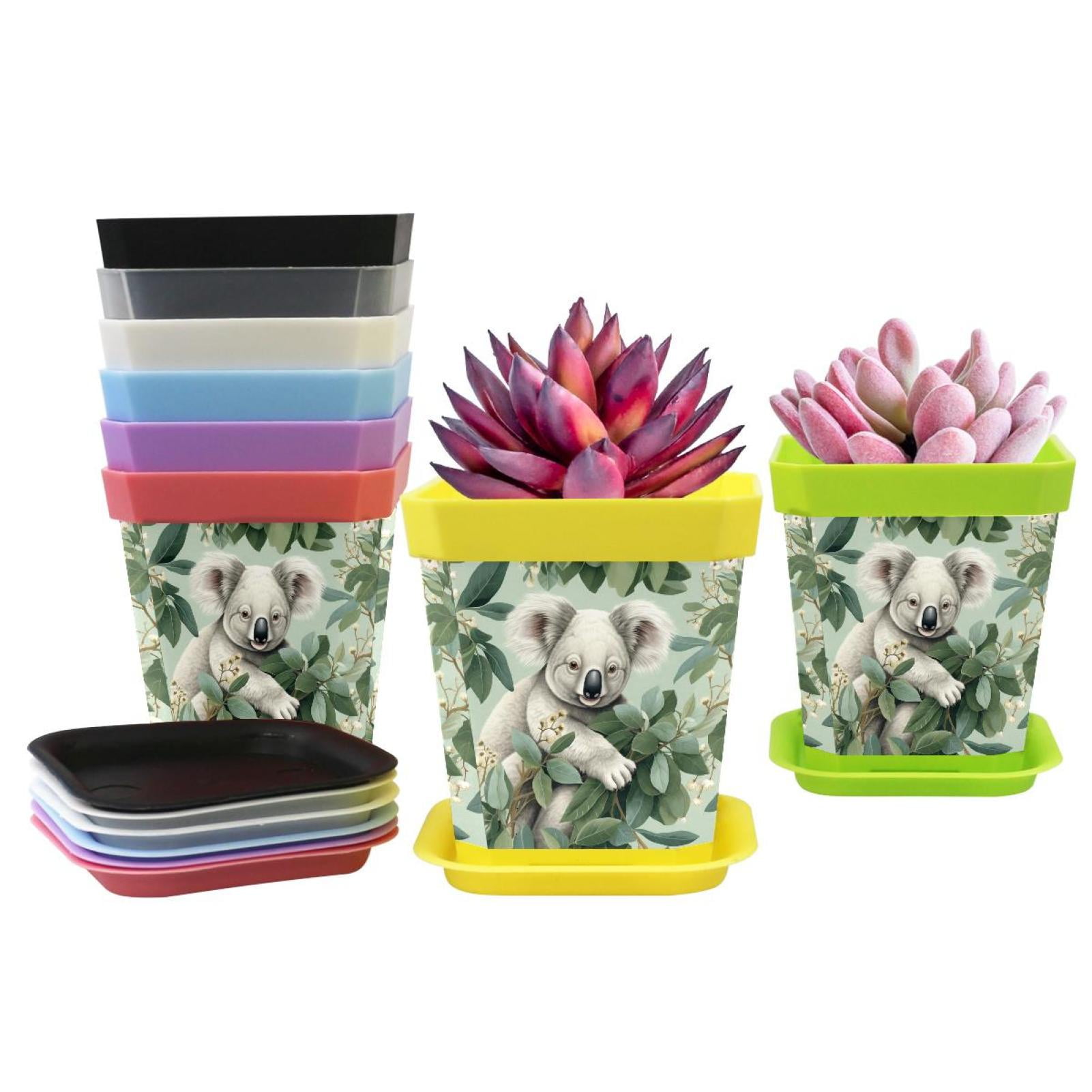 8 PCS Pots for Plants Koala Baby Animal Plastic Planters with Drainage ...
